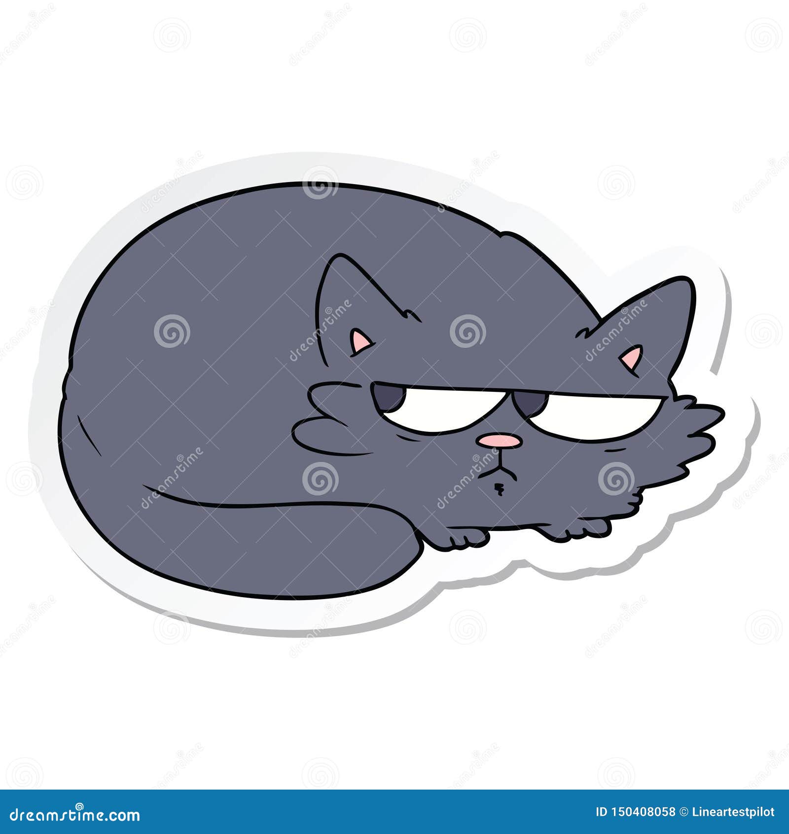 Sticker of a Cartoon Suspicious Cat Stock Vector - Illustration of ...