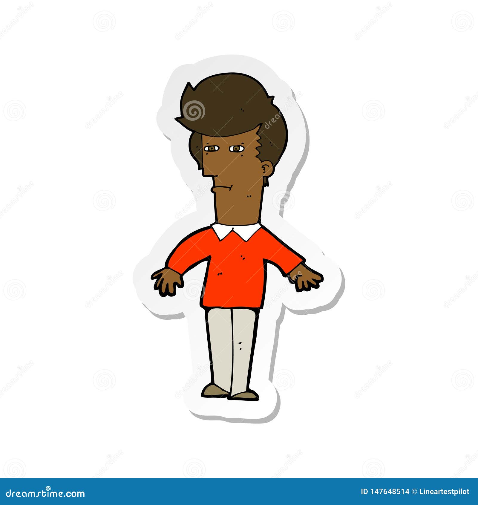 Sticker of a Cartoon Suspicious Man Stock Vector - Illustration of male ...