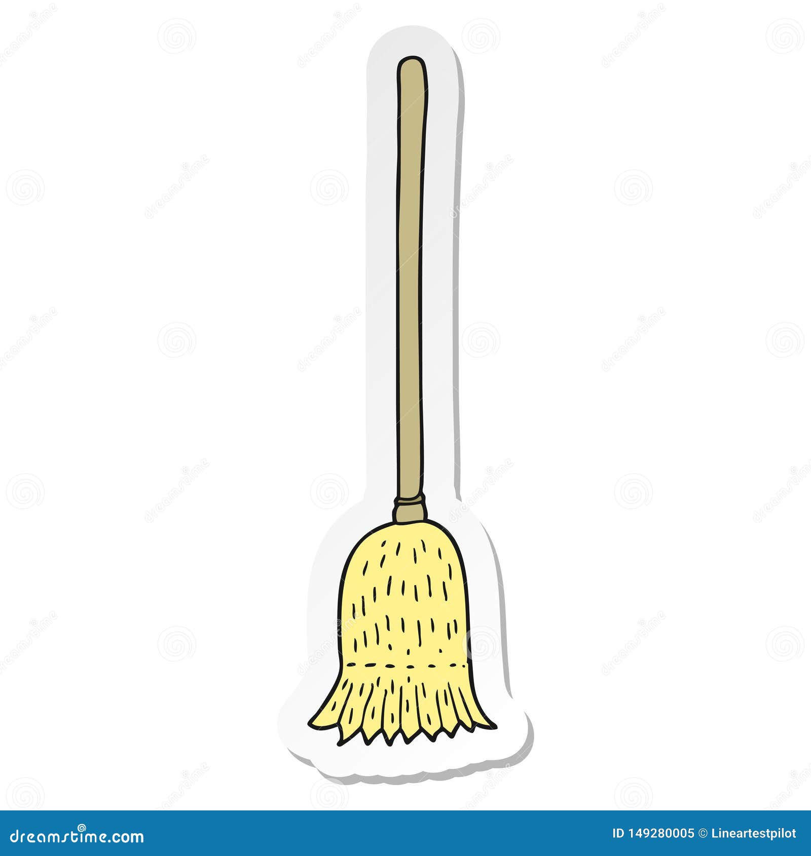Sticker of a Cartoon Sweeping Brush Stock Vector - Illustration of ...