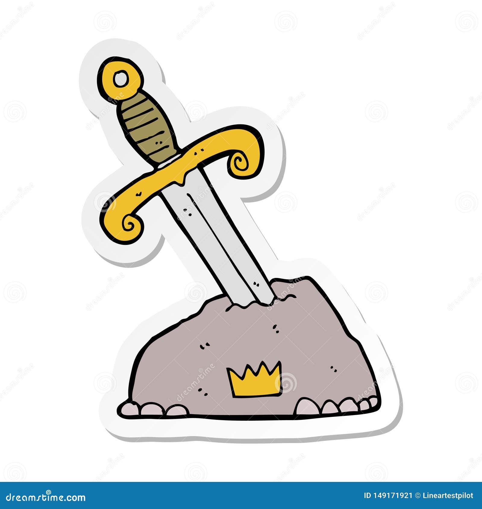 Sticker of a Cartoon Sword in Stone Stock Vector - Illustration of ...