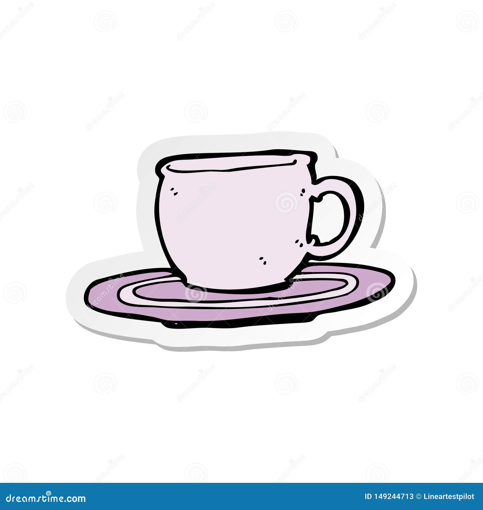 Sticker of a Cartoon Tea Cup Stock Vector - Illustration of retro, sign ...