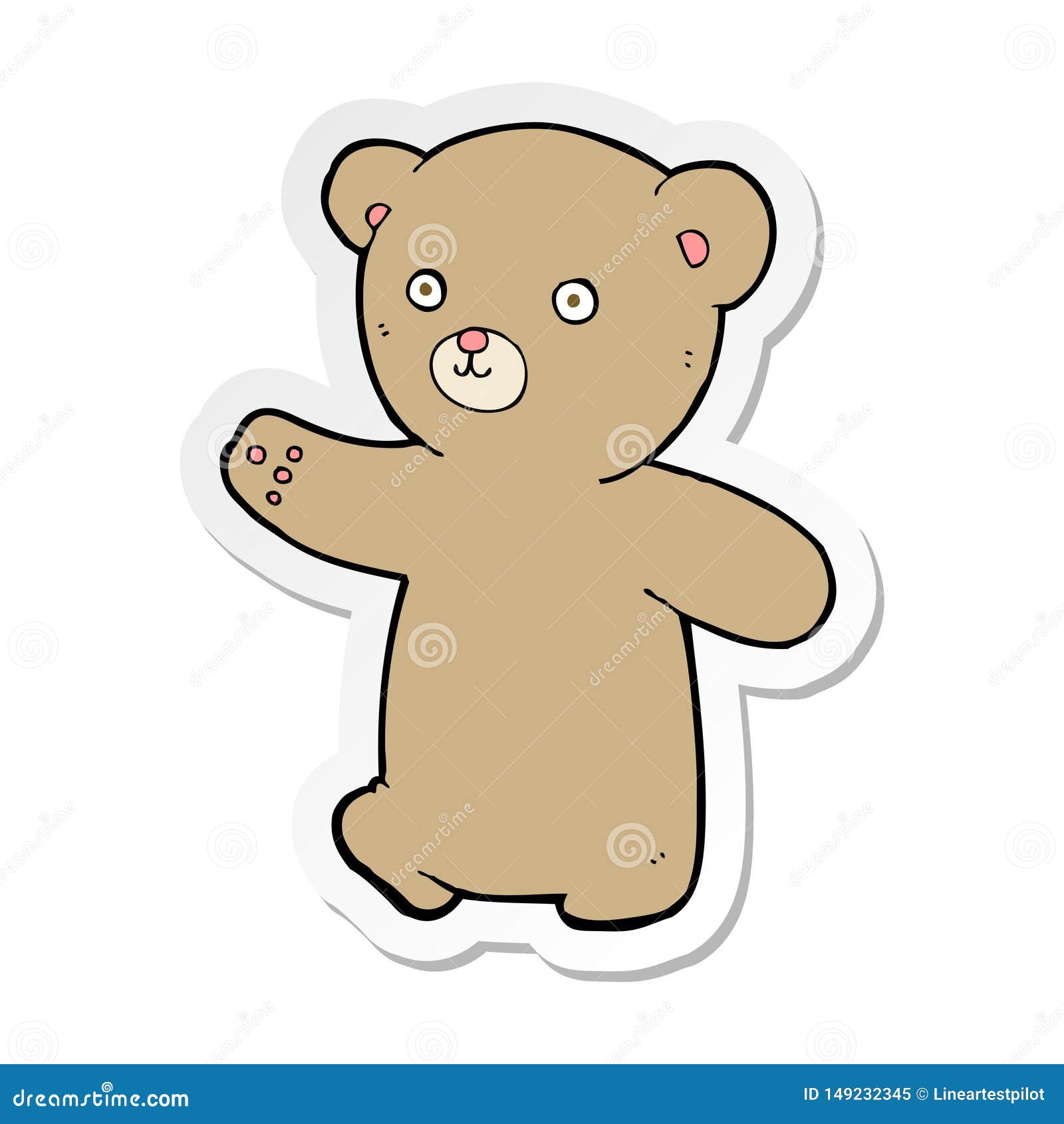 Sticker of a Cartoon Teddy Bear Stock Vector - Illustration of retro ...