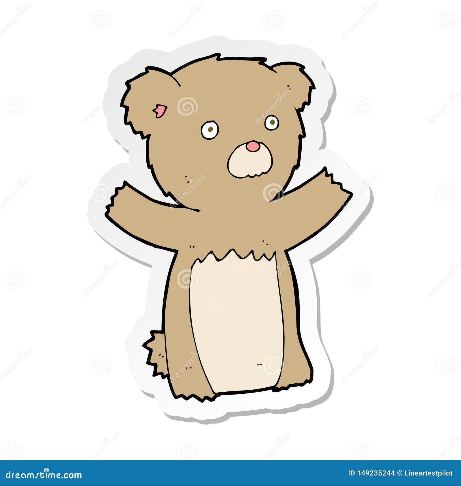 Sticker of a Cartoon Teddy Bear Stock Vector - Illustration of cheerful ...
