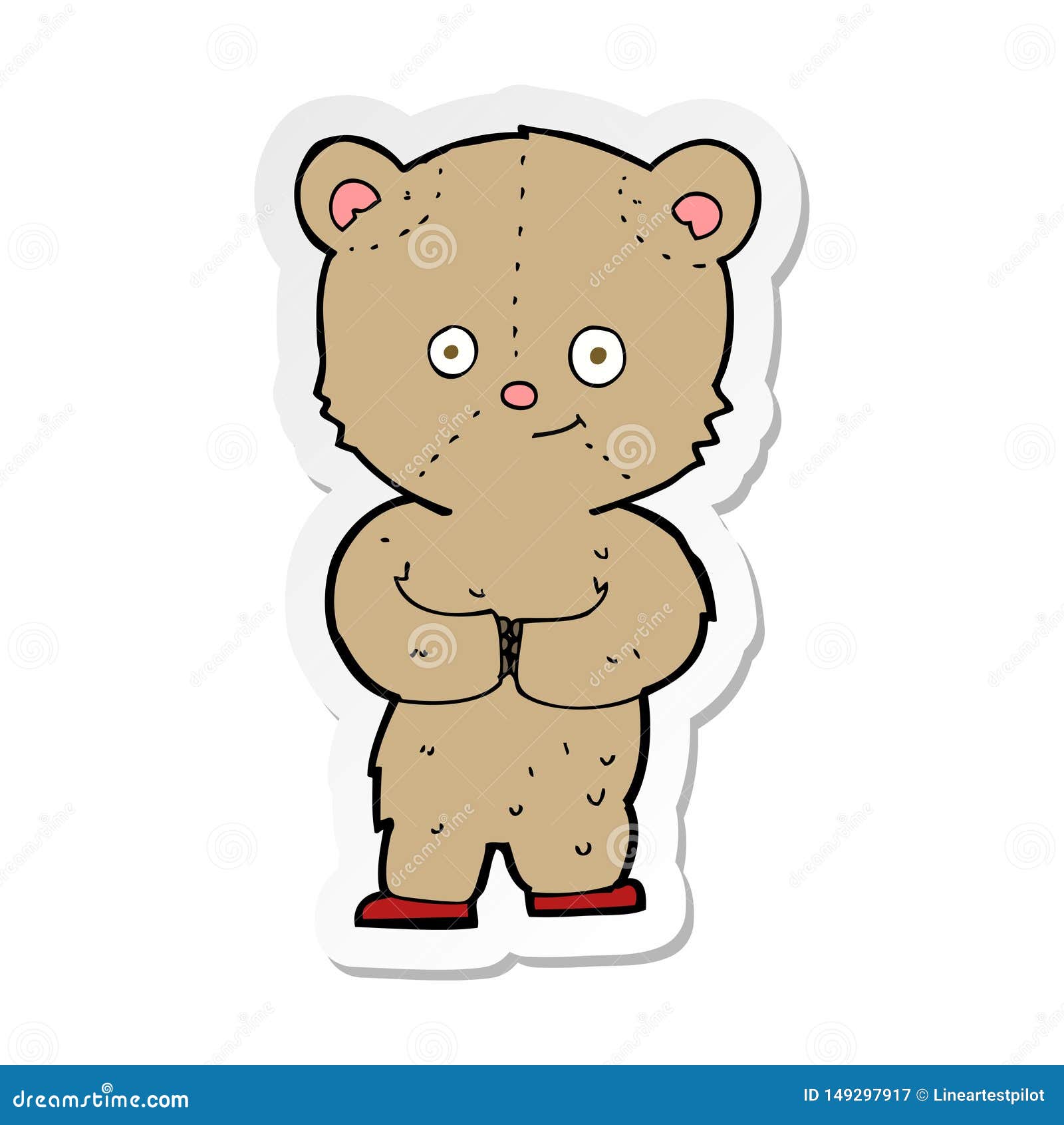 Sticker of a Cartoon Teddy Bear Stock Vector - Illustration of doodle ...