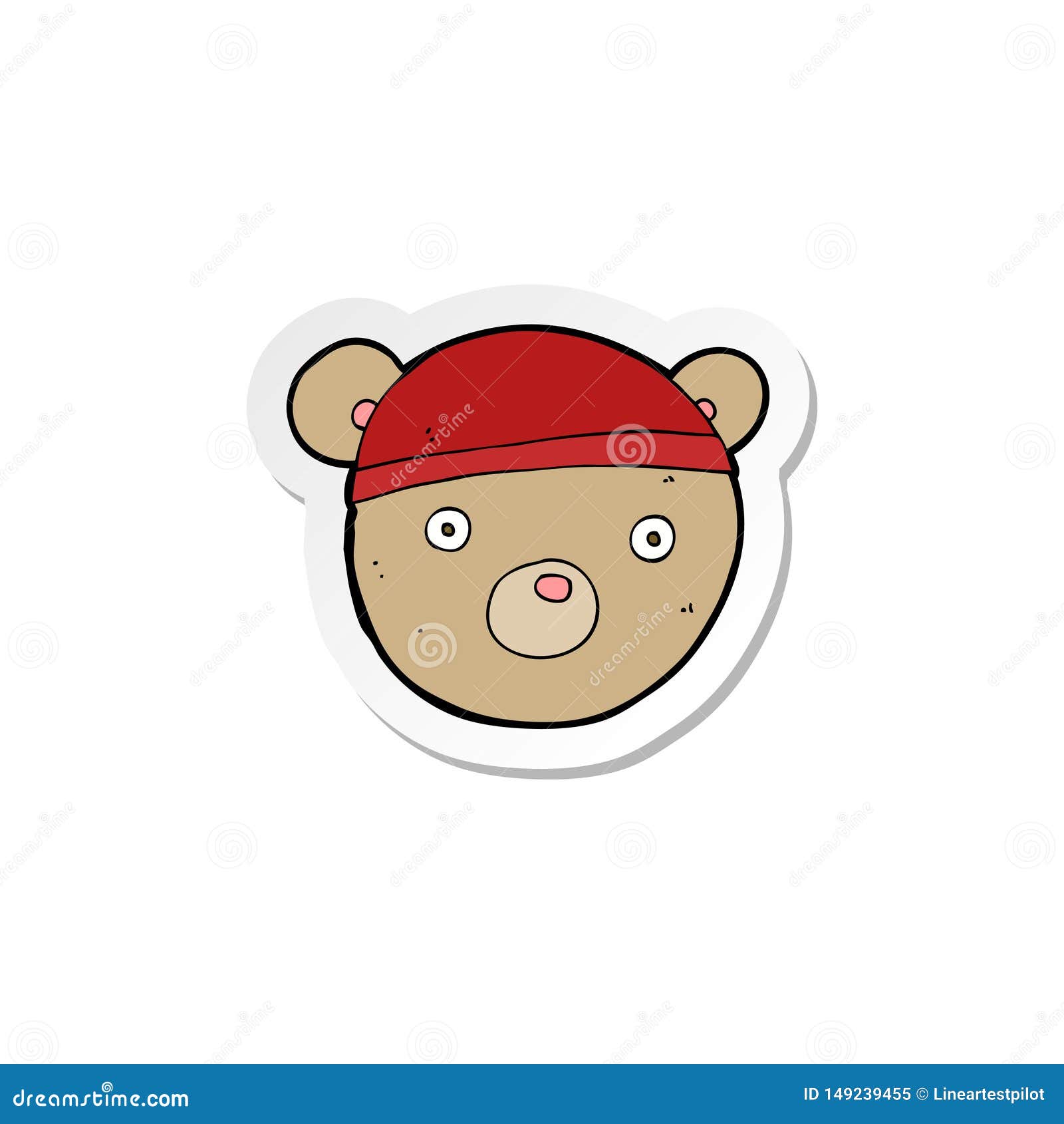 Sticker of a Cartoon Teddy Bear Hat Stock Vector - Illustration of ...
