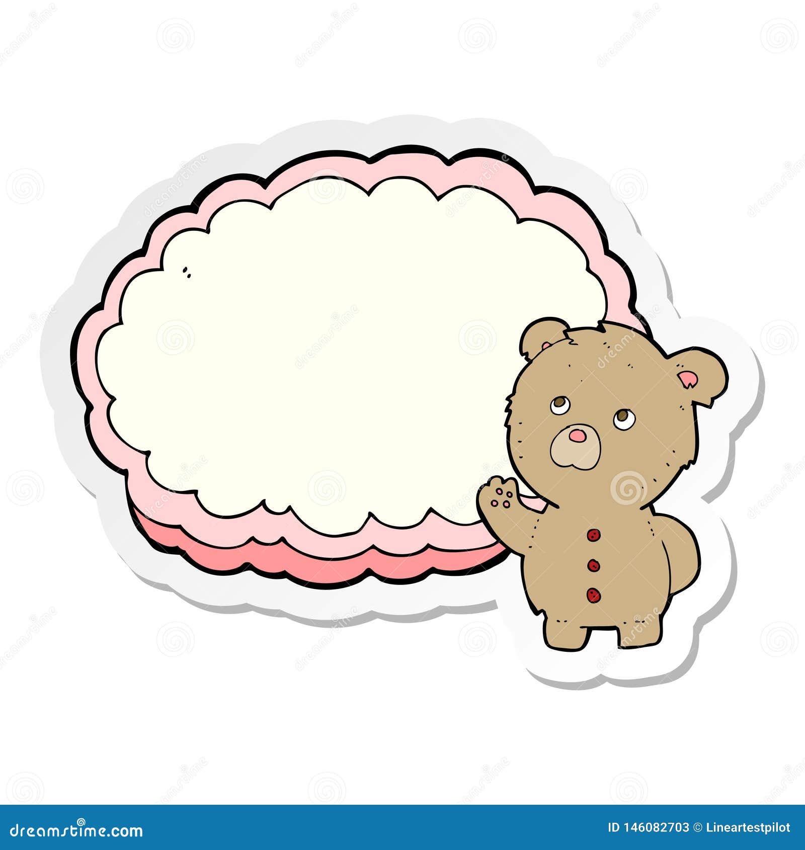Sticker of a Cartoon Teddy Bear with Text Space Cloud Stock Vector ...