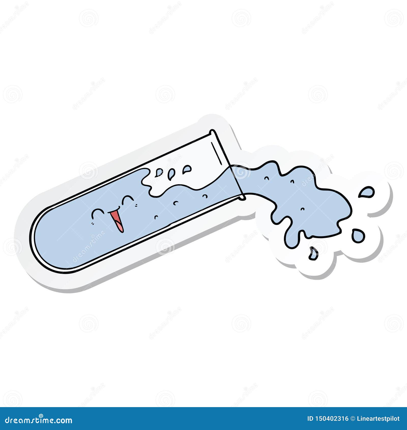 Sticker of a Cartoon Test Tube Spilling Stock Vector - Illustration of ...