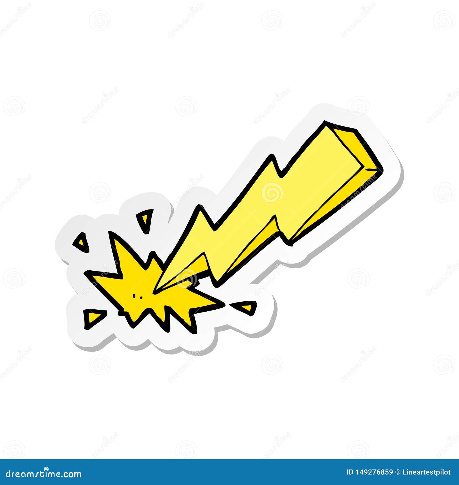 Sticker of a Cartoon Thunderbolt Stock Vector - Illustration of quirky ...