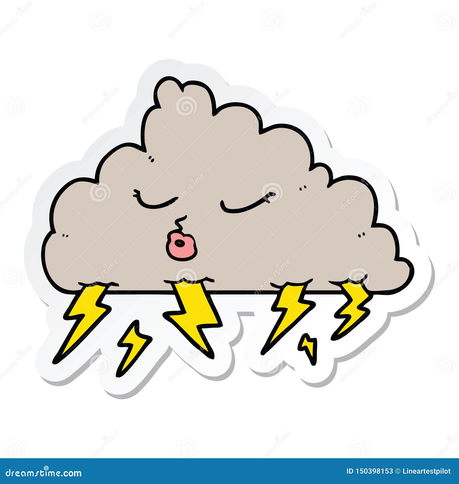 Sticker of a Cartoon Thundercloud Stock Vector - Illustration of ...