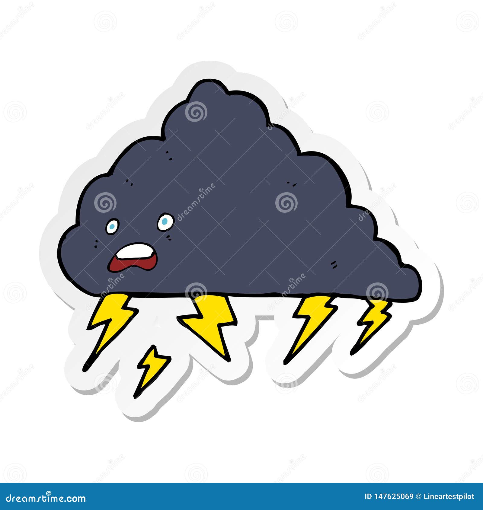 Sticker of a Cartoon Thundercloud Stock Vector - Illustration of ...