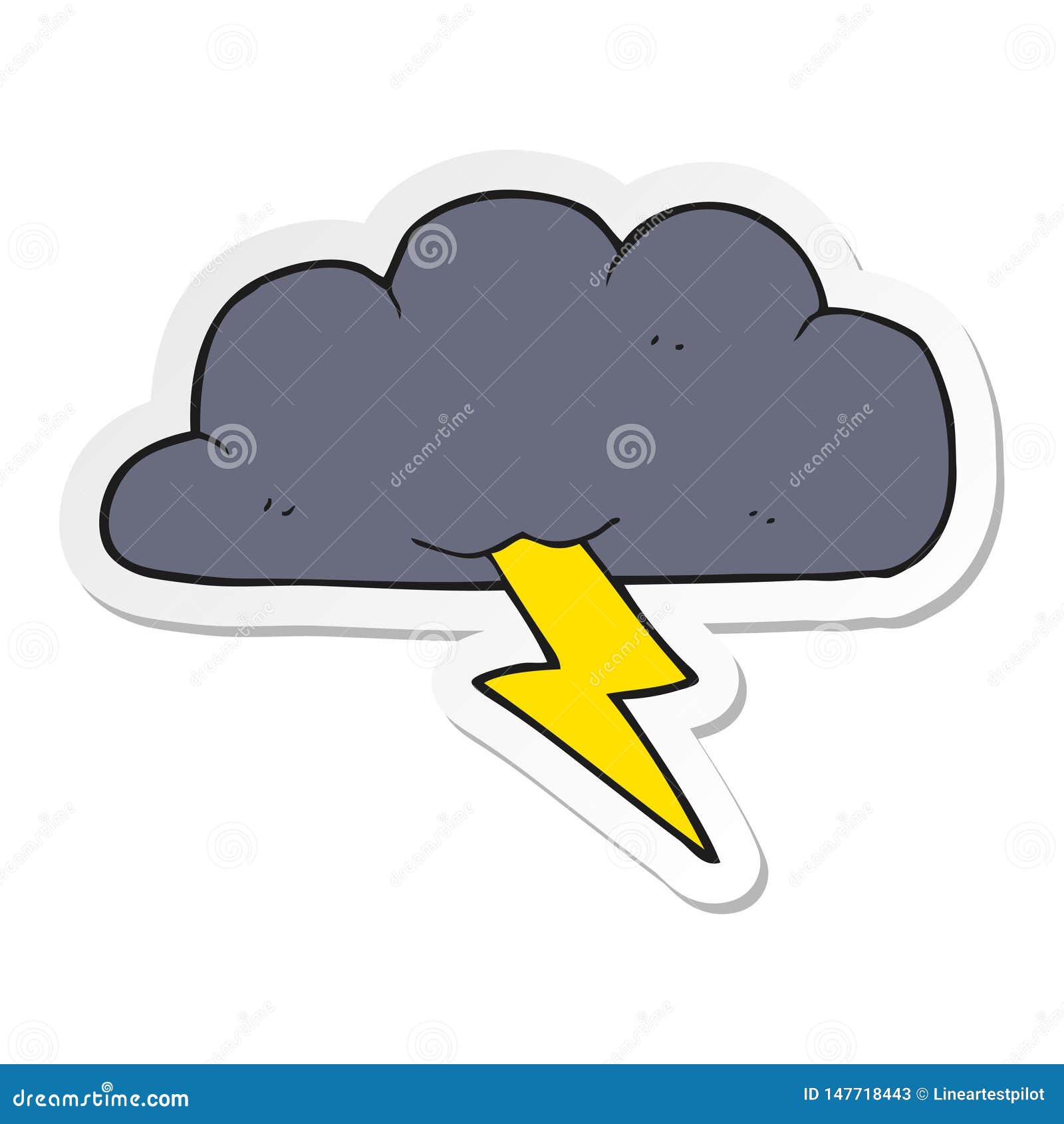 Sticker of a Cartoon Thundercloud Stock Vector - Illustration of icon ...
