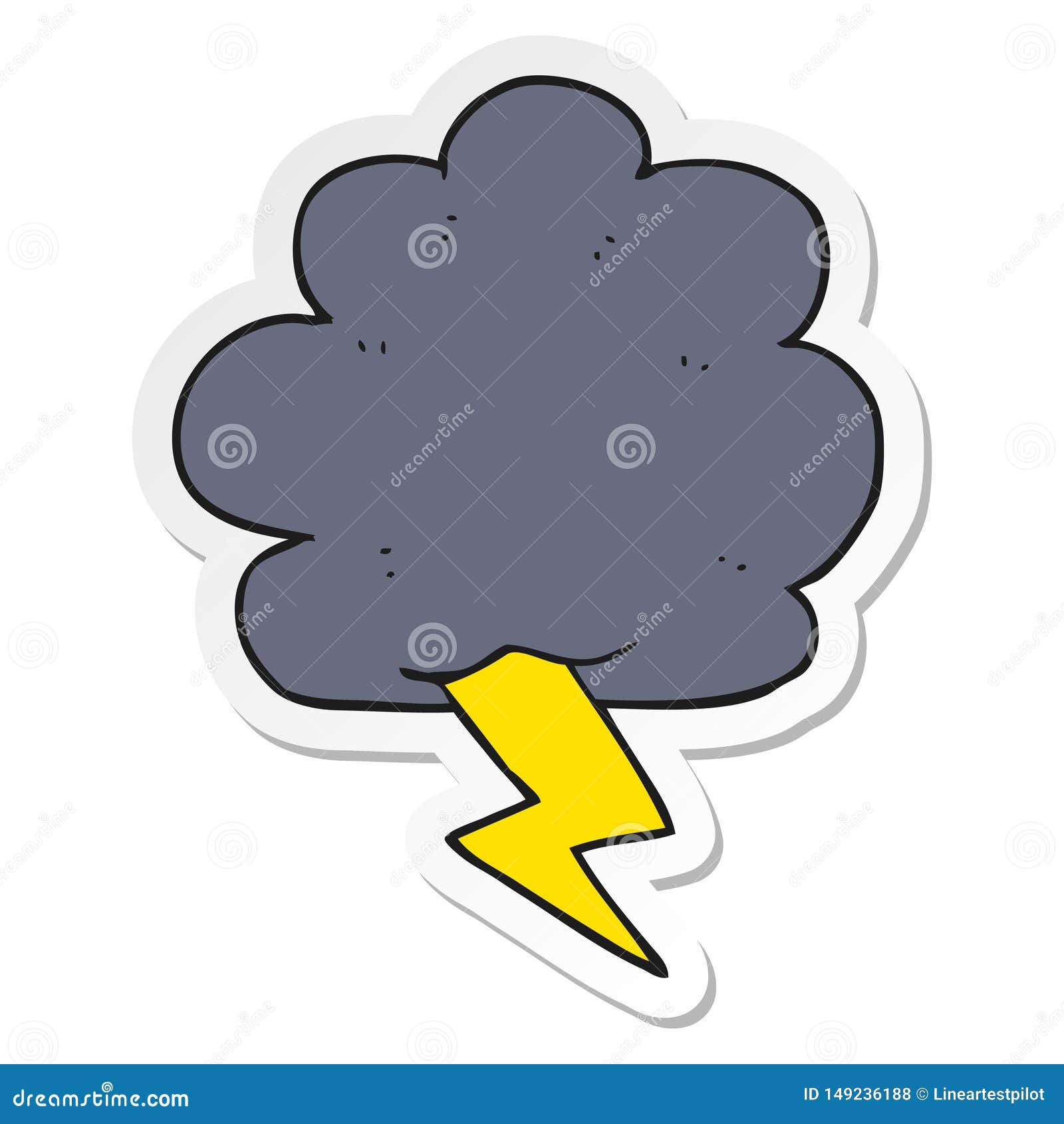Sticker of a Cartoon Thundercloud Stock Vector - Illustration of crazy ...