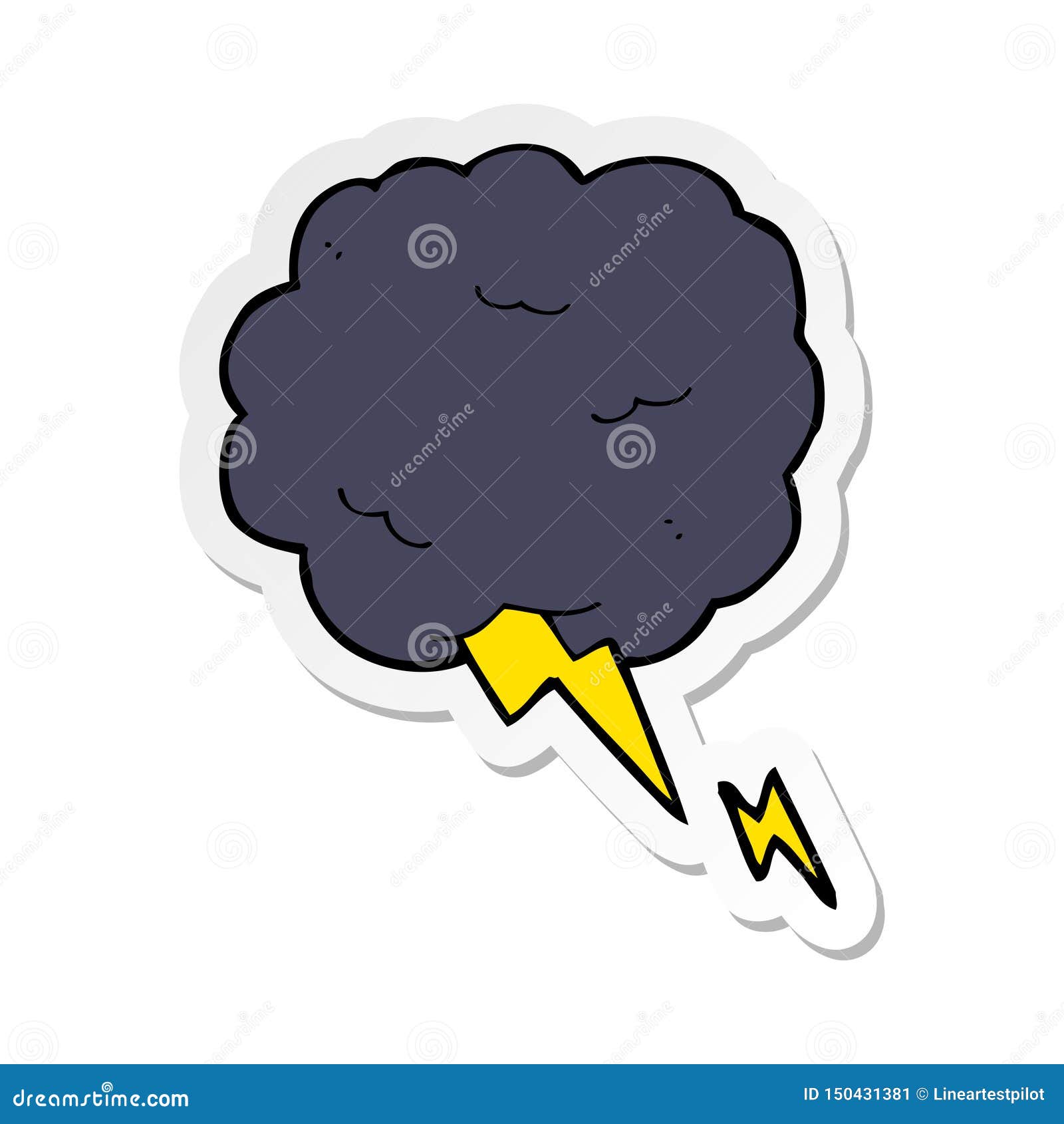 Sticker of a Cartoon Thundercloud Symbol Stock Vector - Illustration of ...