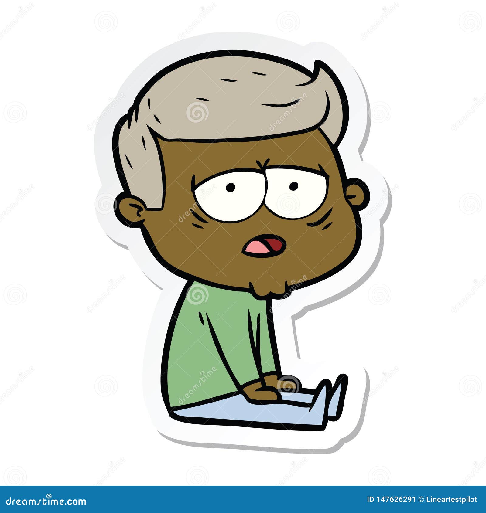 Sticker of a Cartoon Tired Man Stock Vector - Illustration of character ...