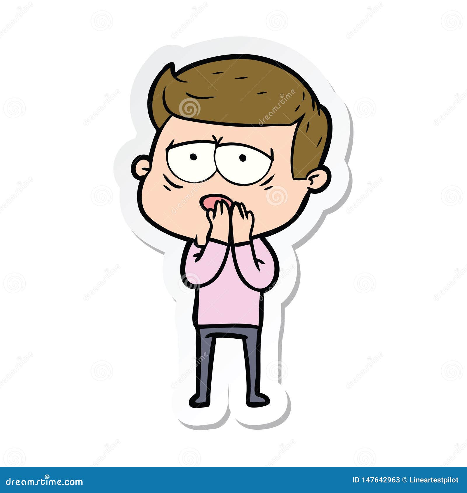 Sticker of a Cartoon Tired Man Stock Vector - Illustration of icon ...