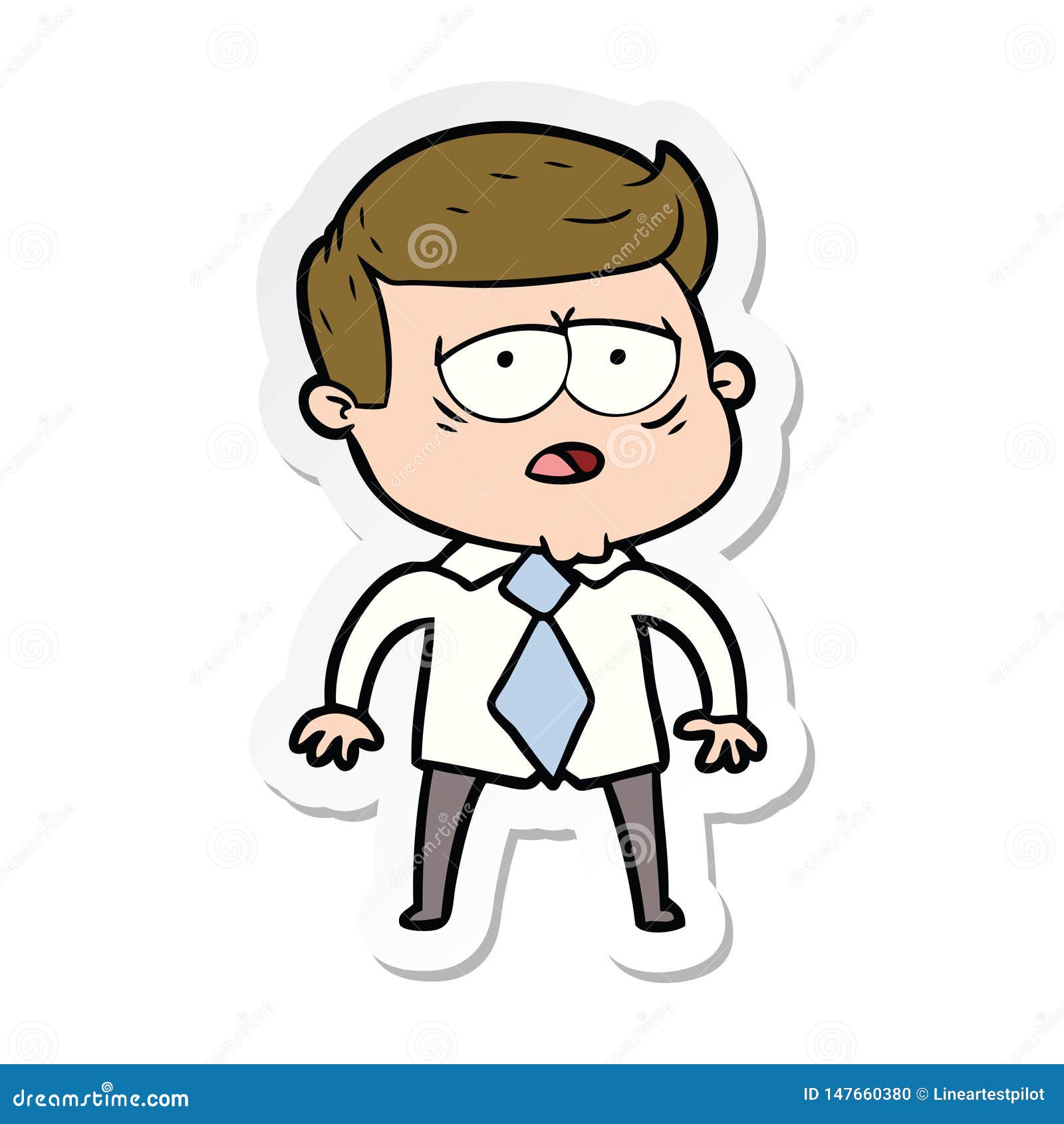 Sticker of a Cartoon Tired Man Stock Vector - Illustration of artwork ...