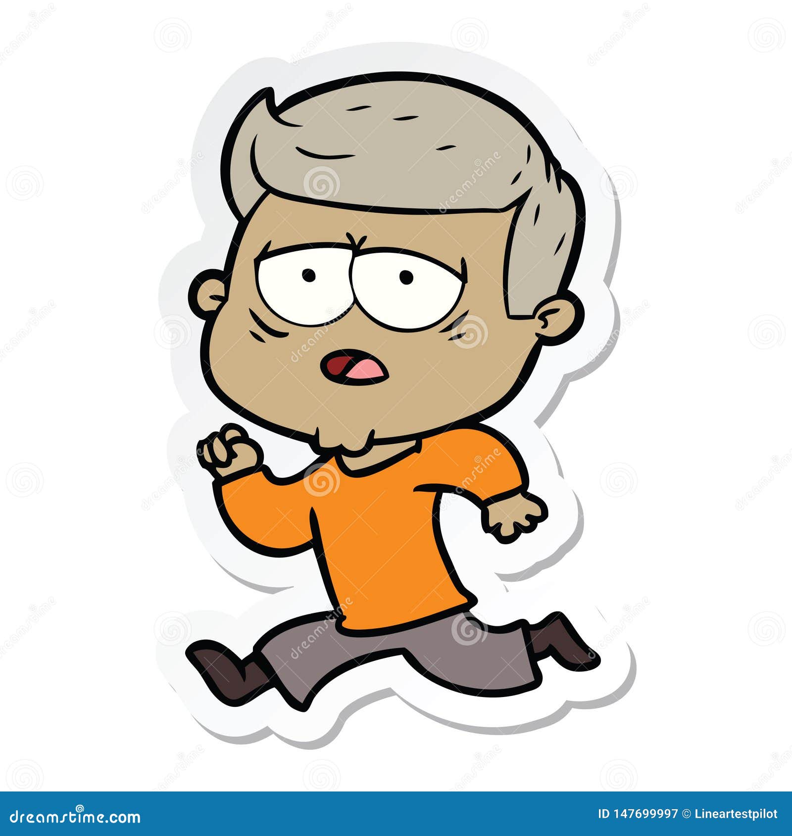 Sticker of a Cartoon Tired Man Stock Vector - Illustration of sticker ...