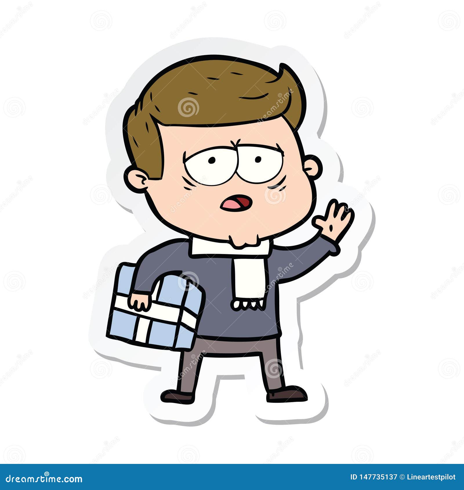 Sticker of a Cartoon Tired Man Stock Vector - Illustration of cartoon ...