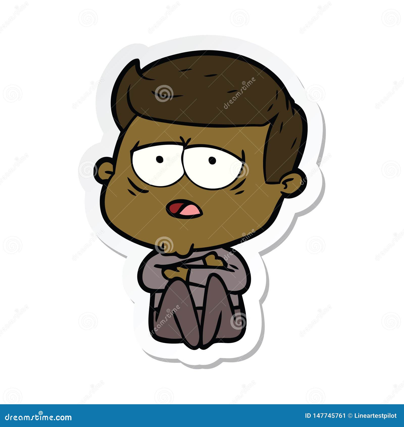 Sticker of a Cartoon Tired Man Stock Vector - Illustration of stressed ...