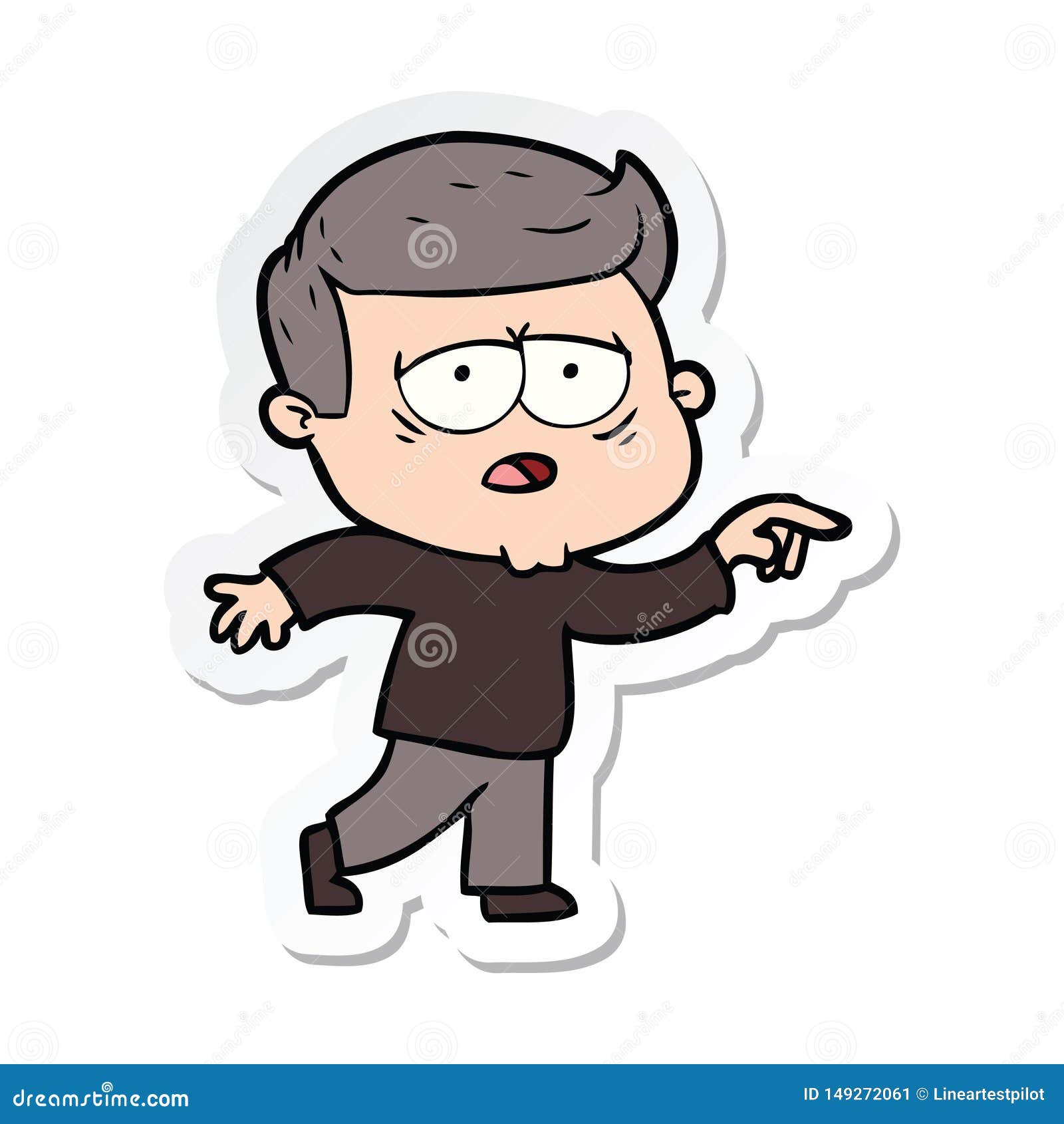 Sticker of a Cartoon Tired Man Stock Vector - Illustration of hand ...