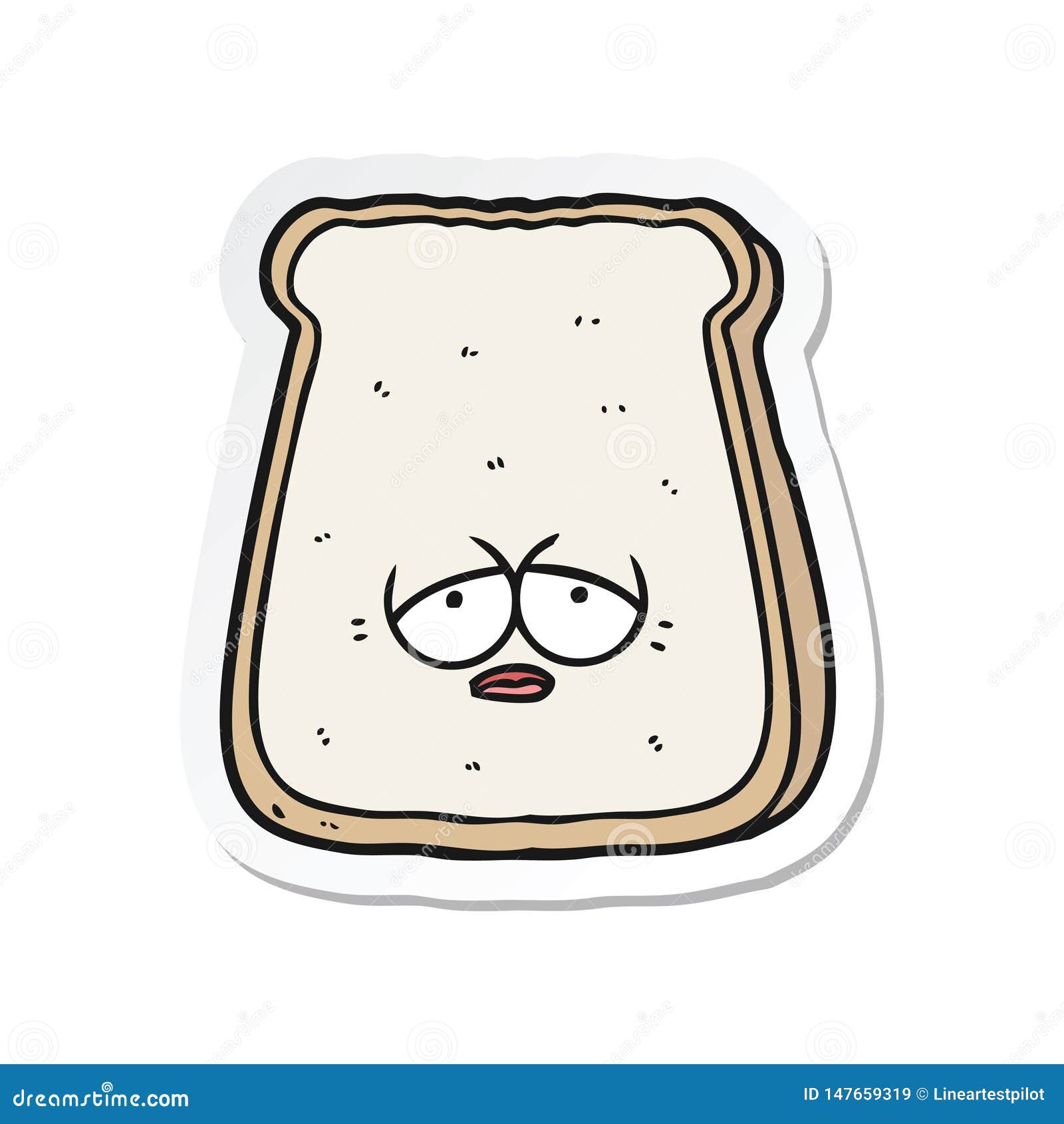 Sticker of a Cartoon Tired Old Slice of Bread Stock Vector ...