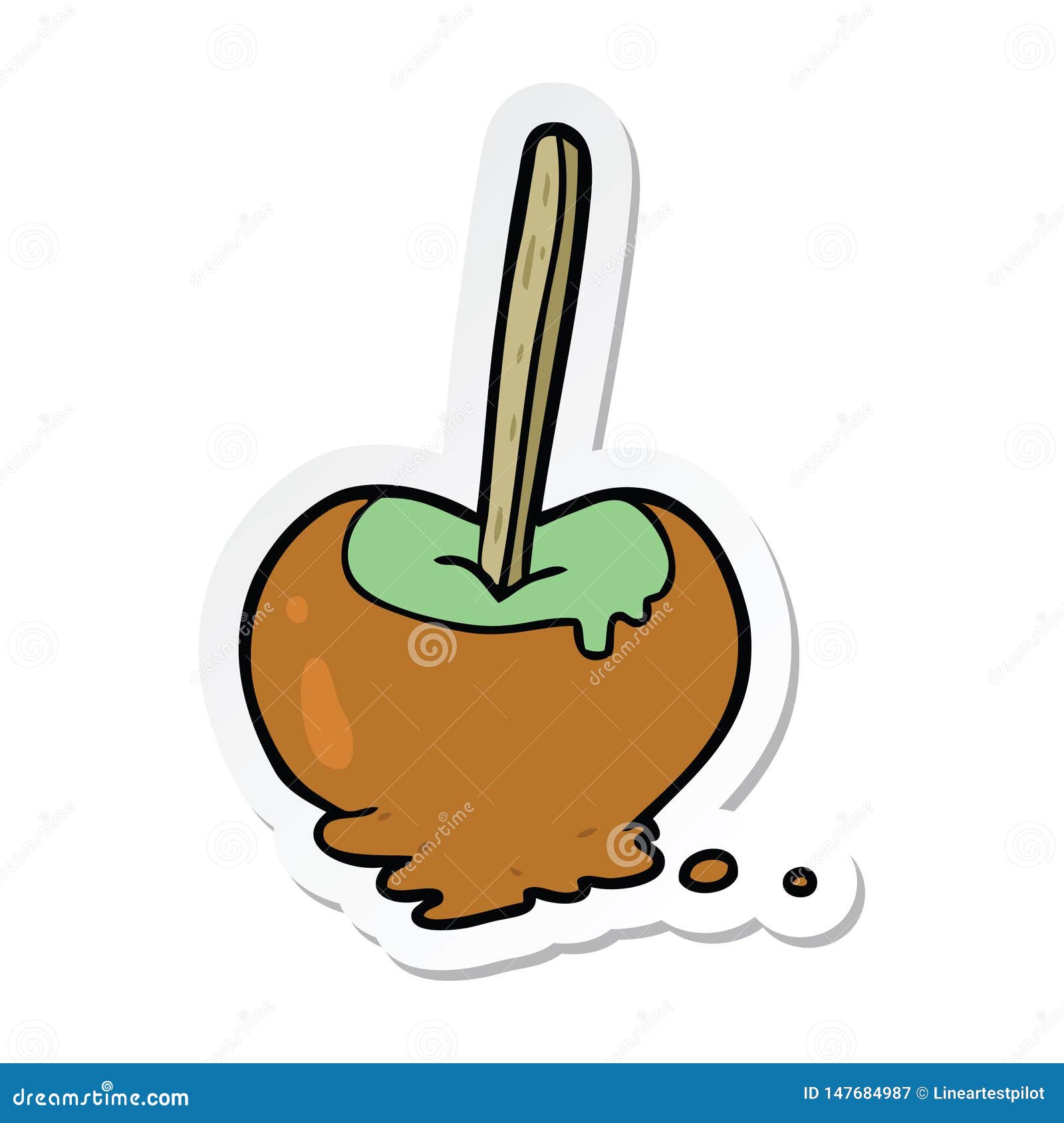 Sticker of a Cartoon Toffee Apple Stock Vector - Illustration of quirky ...