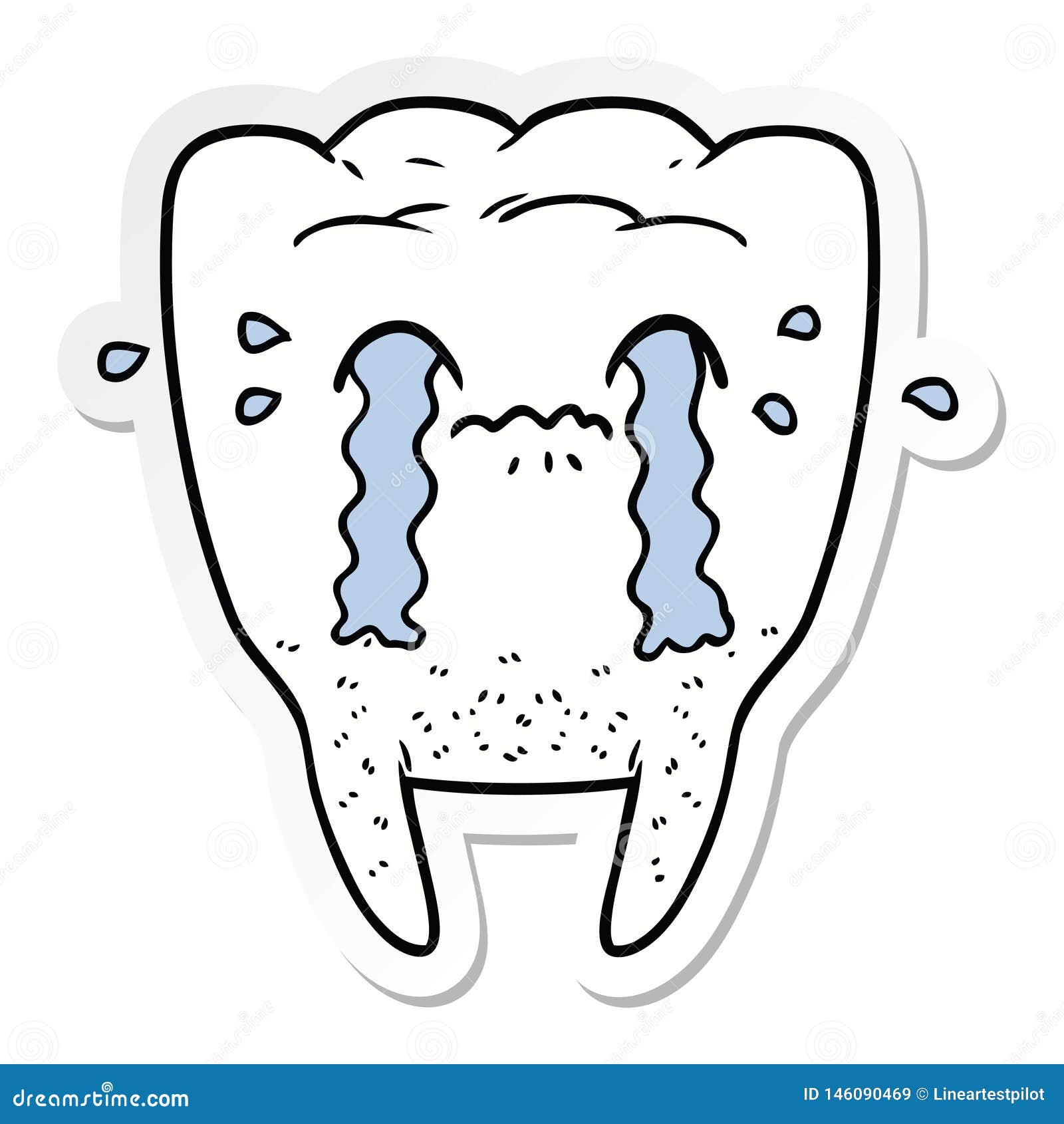 Sticker of a Cartoon Tooth Crying Stock Vector - Illustration of icon ...