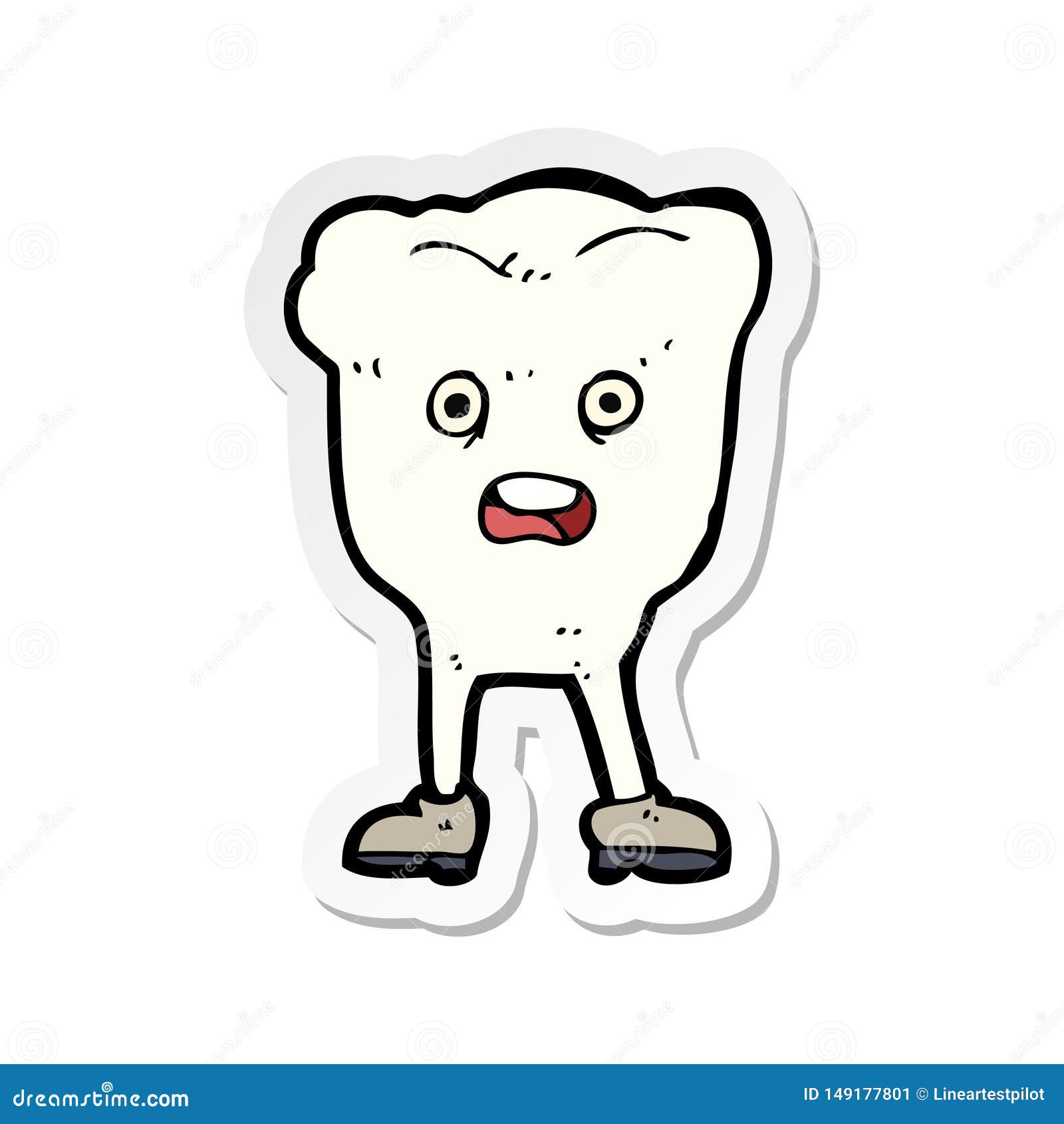 Sticker of a Cartoon Tooth Looking Afraid Stock Vector - Illustration ...