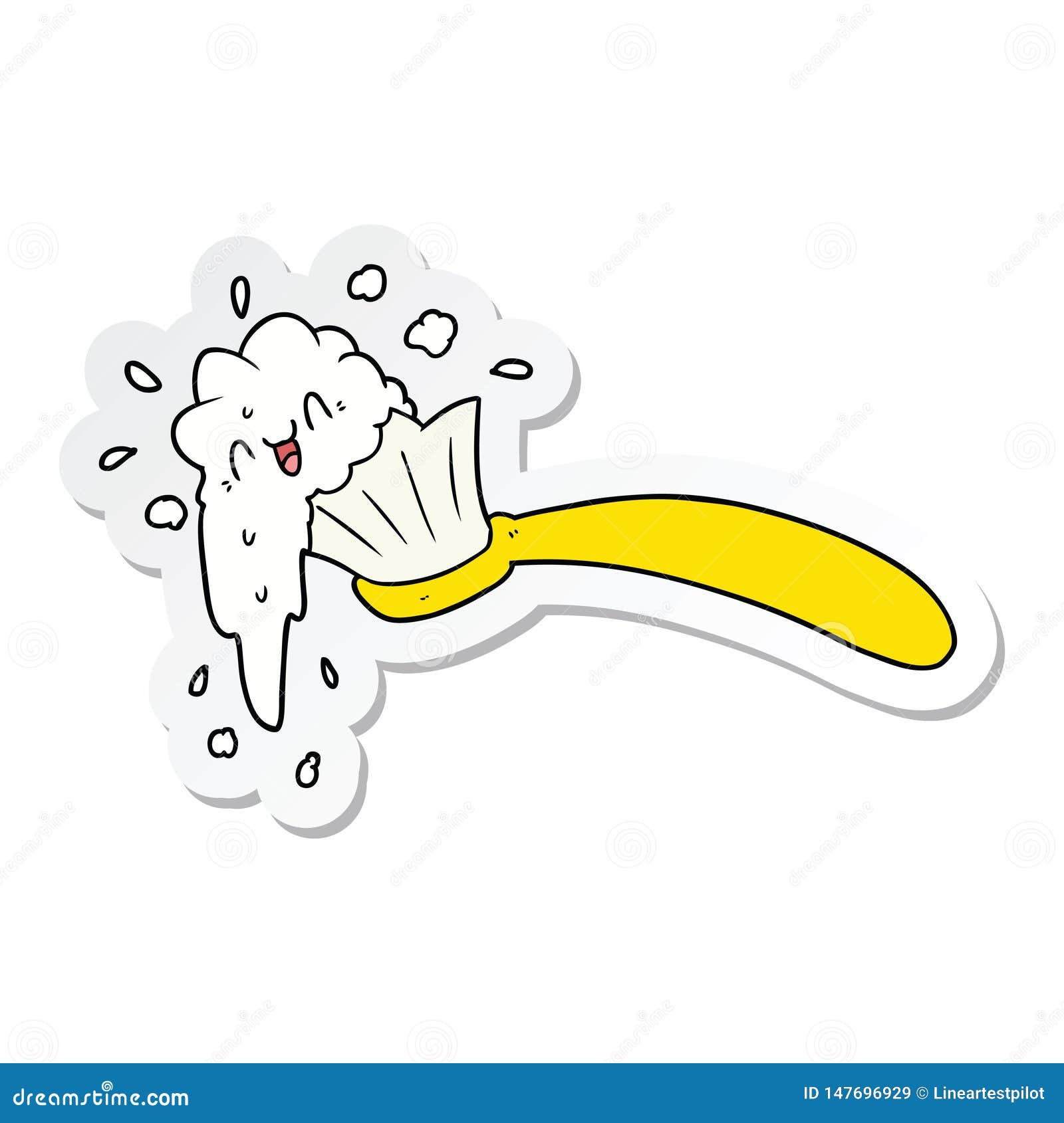 Sticker of a Cartoon Toothbrush and Toothpaste Stock Vector ...