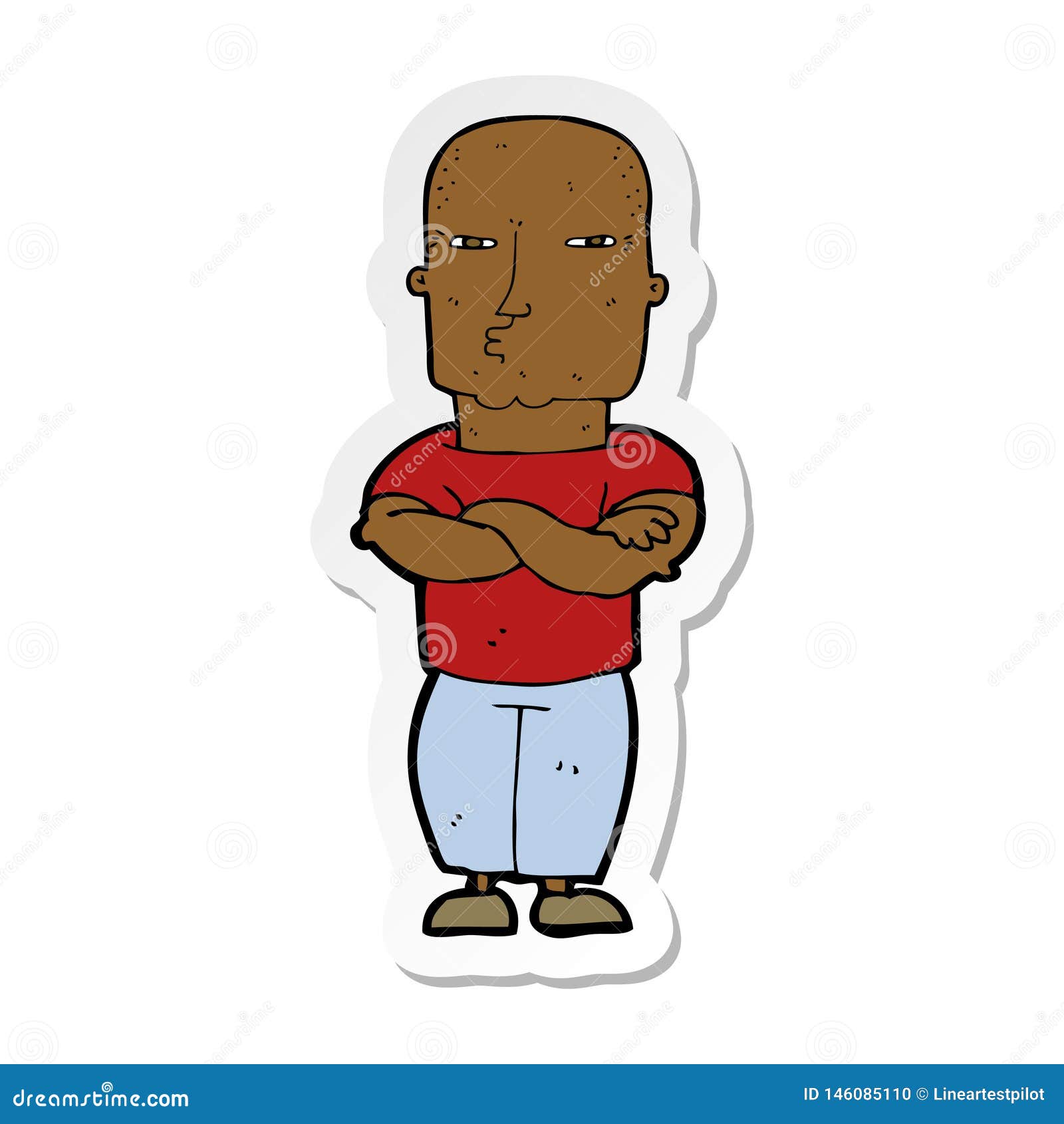 Sticker of a Cartoon Tough Guy Stock Vector - Illustration of drawn ...