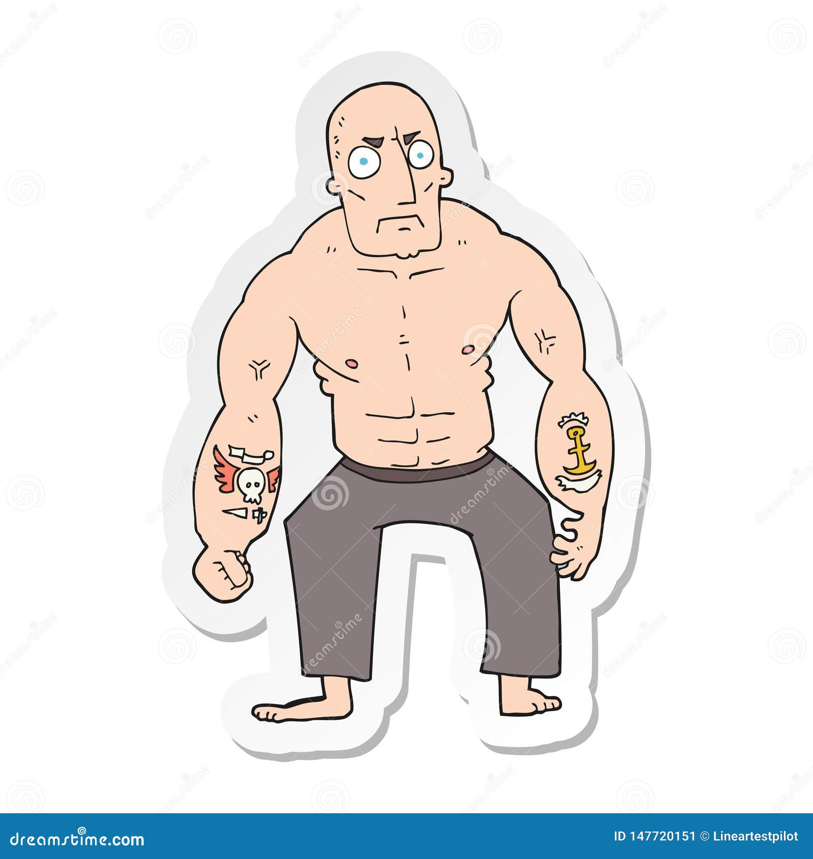 Sticker of a Cartoon Tough Man Stock Vector - Illustration of drawing ...