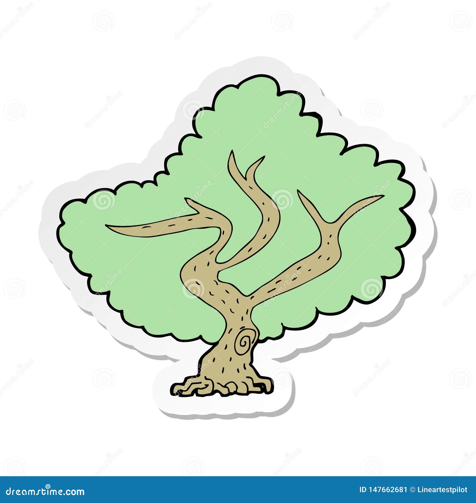 Sticker of a cartoon tree stock vector. Illustration of clip - 147662681
