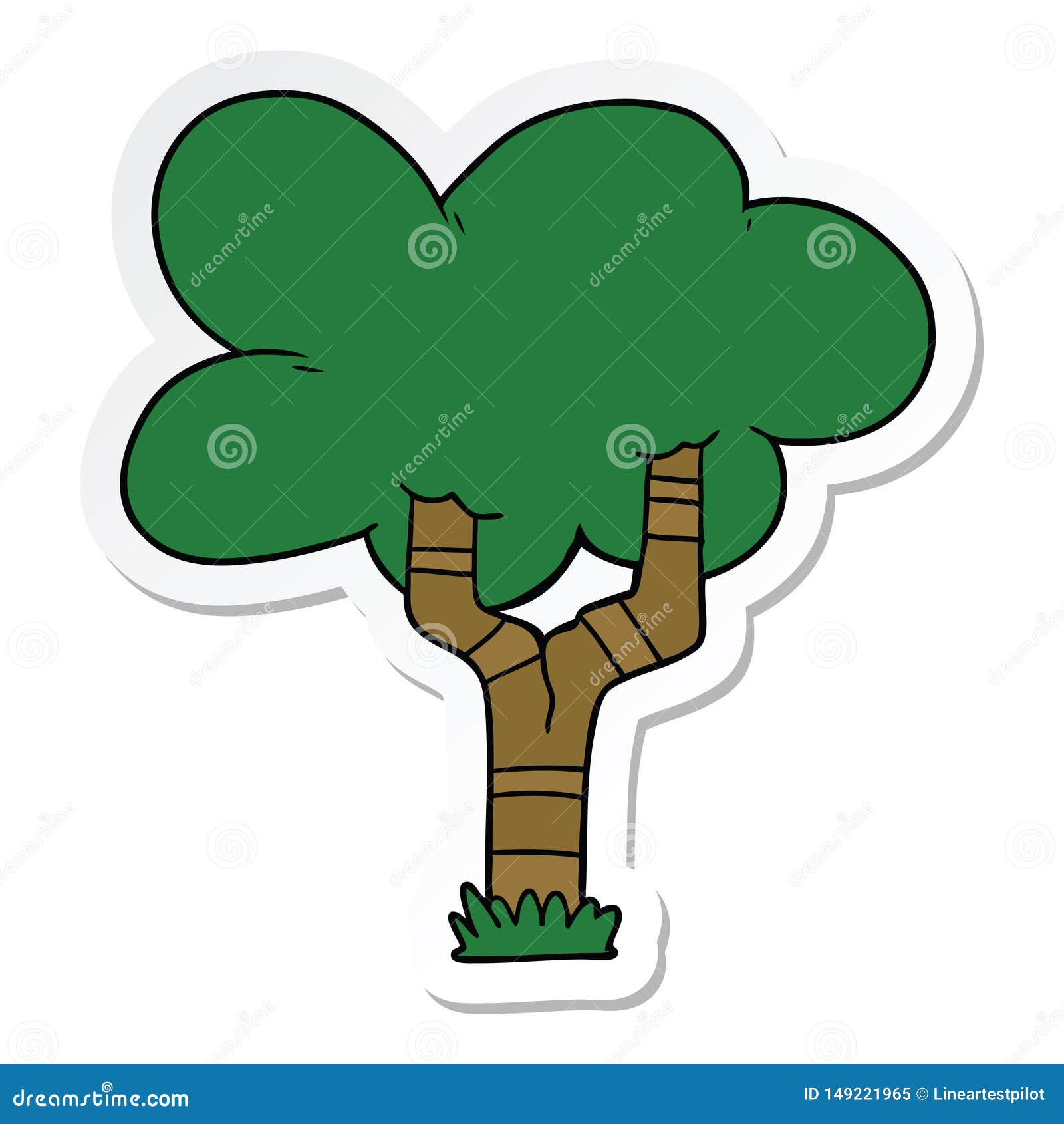 Sticker of a cartoon tree stock vector. Illustration of drawing - 149221965