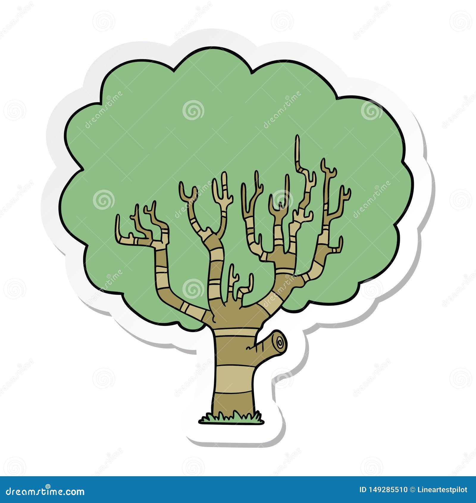 Sticker of a cartoon tree stock vector. Illustration of hand - 149285510