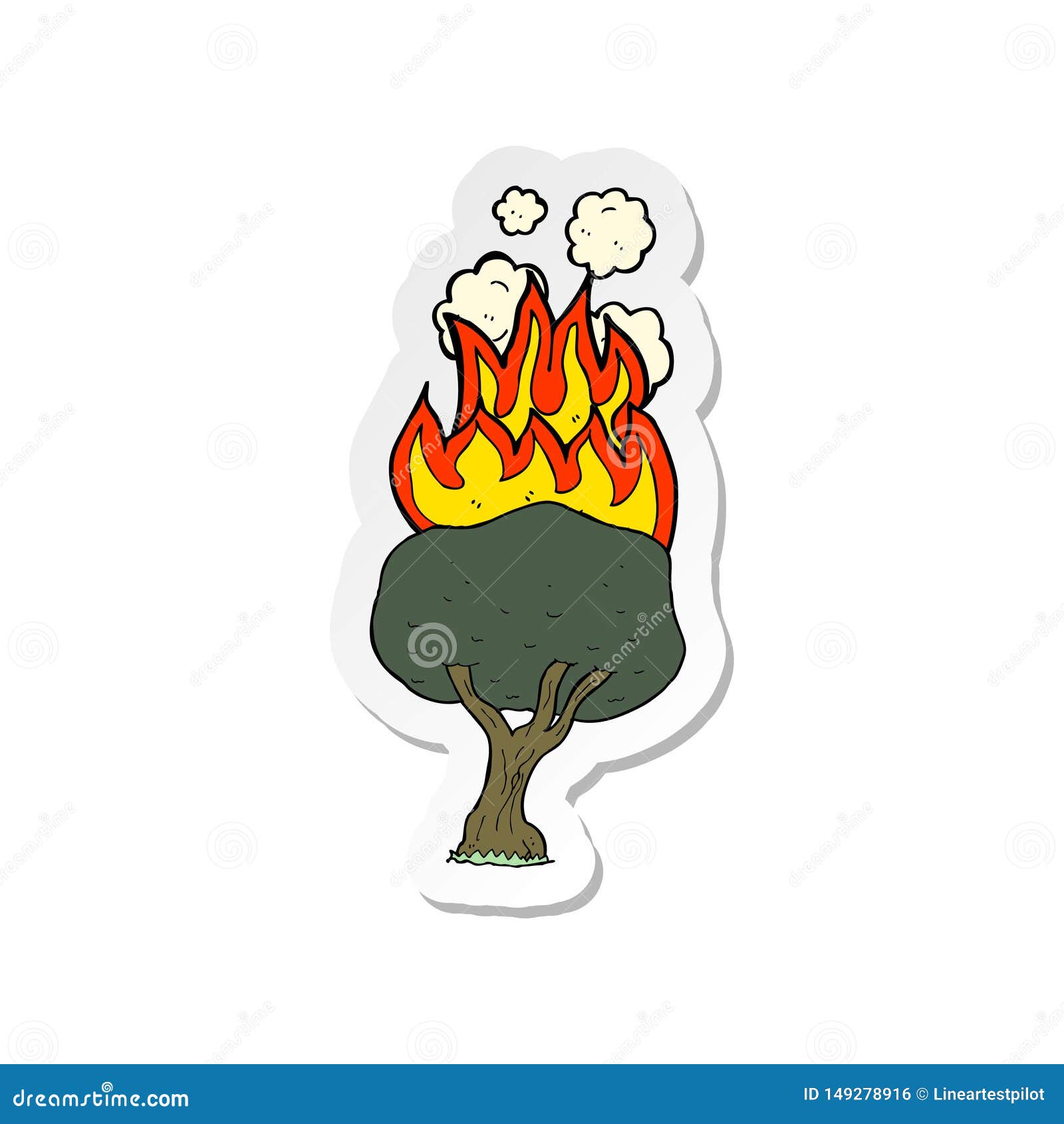 Sticker of a Cartoon Tree on Fire Stock Vector - Illustration of ...