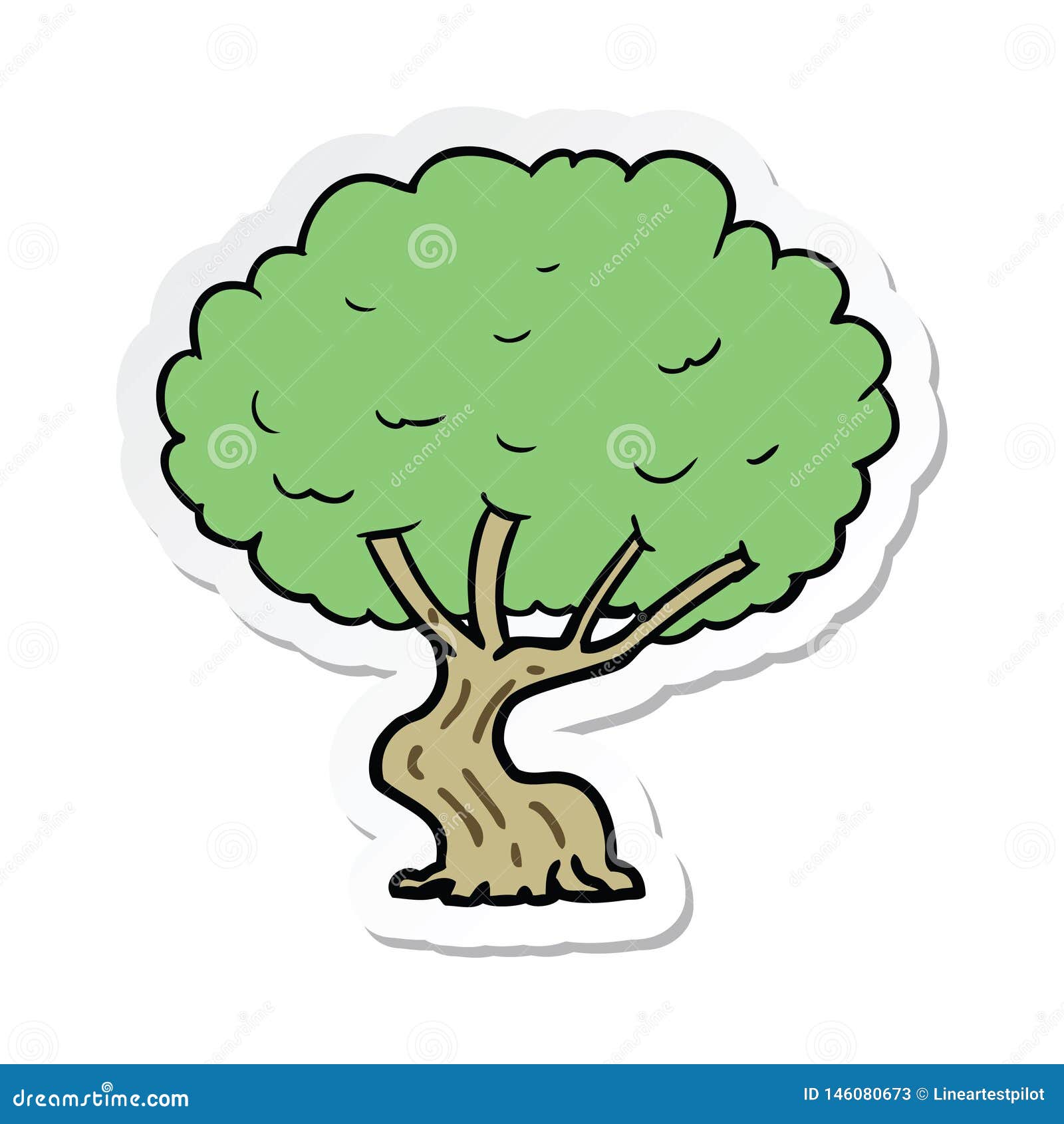 Sticker of a cartoon tree stock vector. Illustration of stick - 146080673