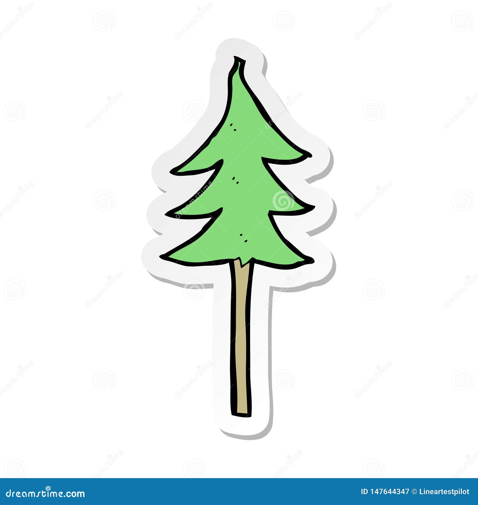 Sticker of a Cartoon Tree Symbol Stock Vector - Illustration of drawn ...