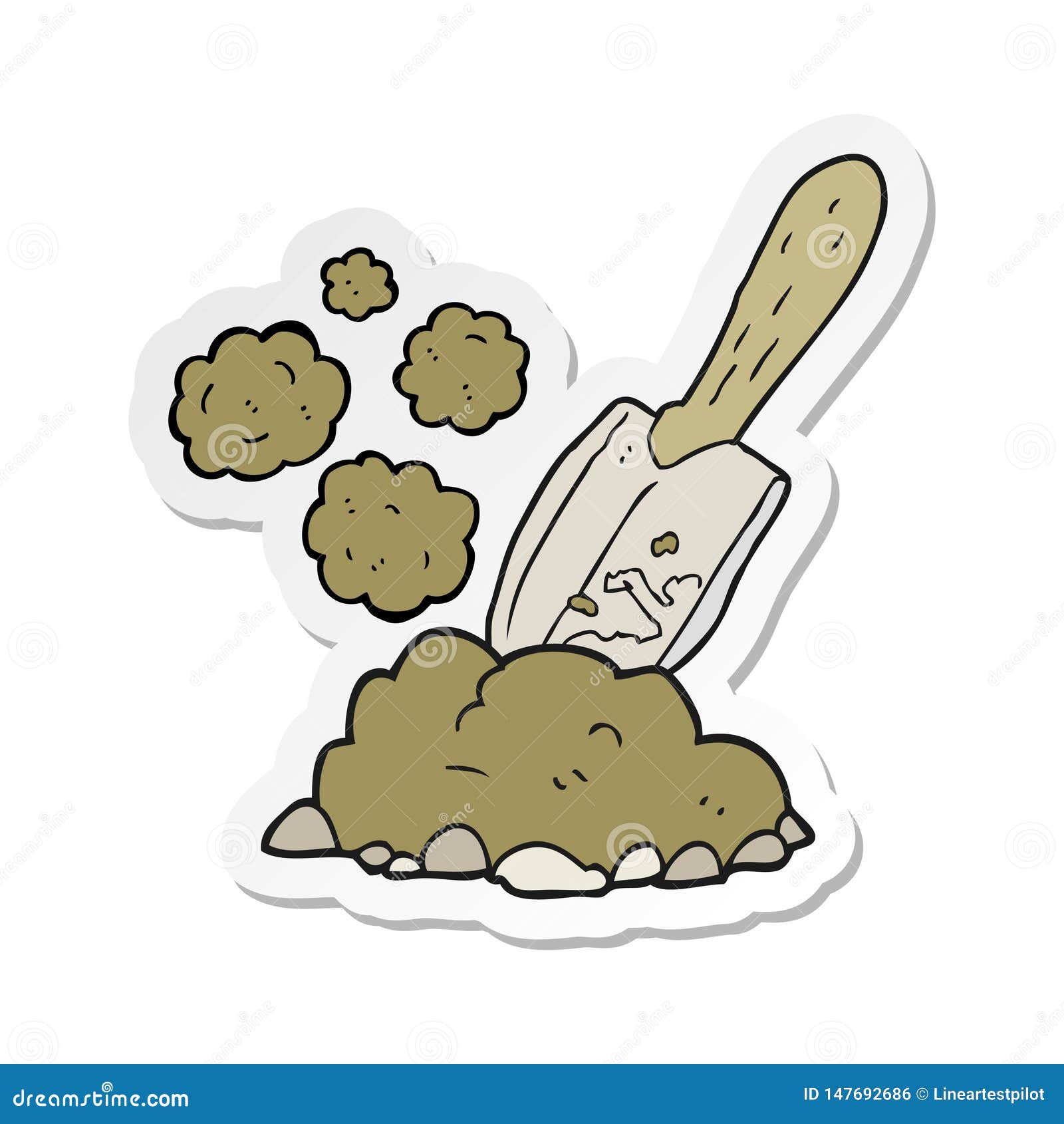 Sticker of a Cartoon Trowel Digging Earth Stock Vector - Illustration ...