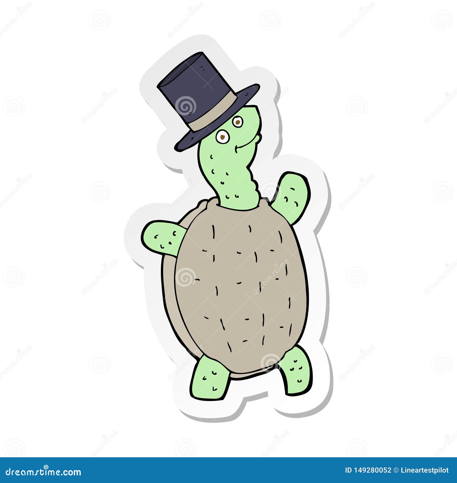 Sticker of a Cartoon Turtle in Top Hat Stock Vector - Illustration of ...