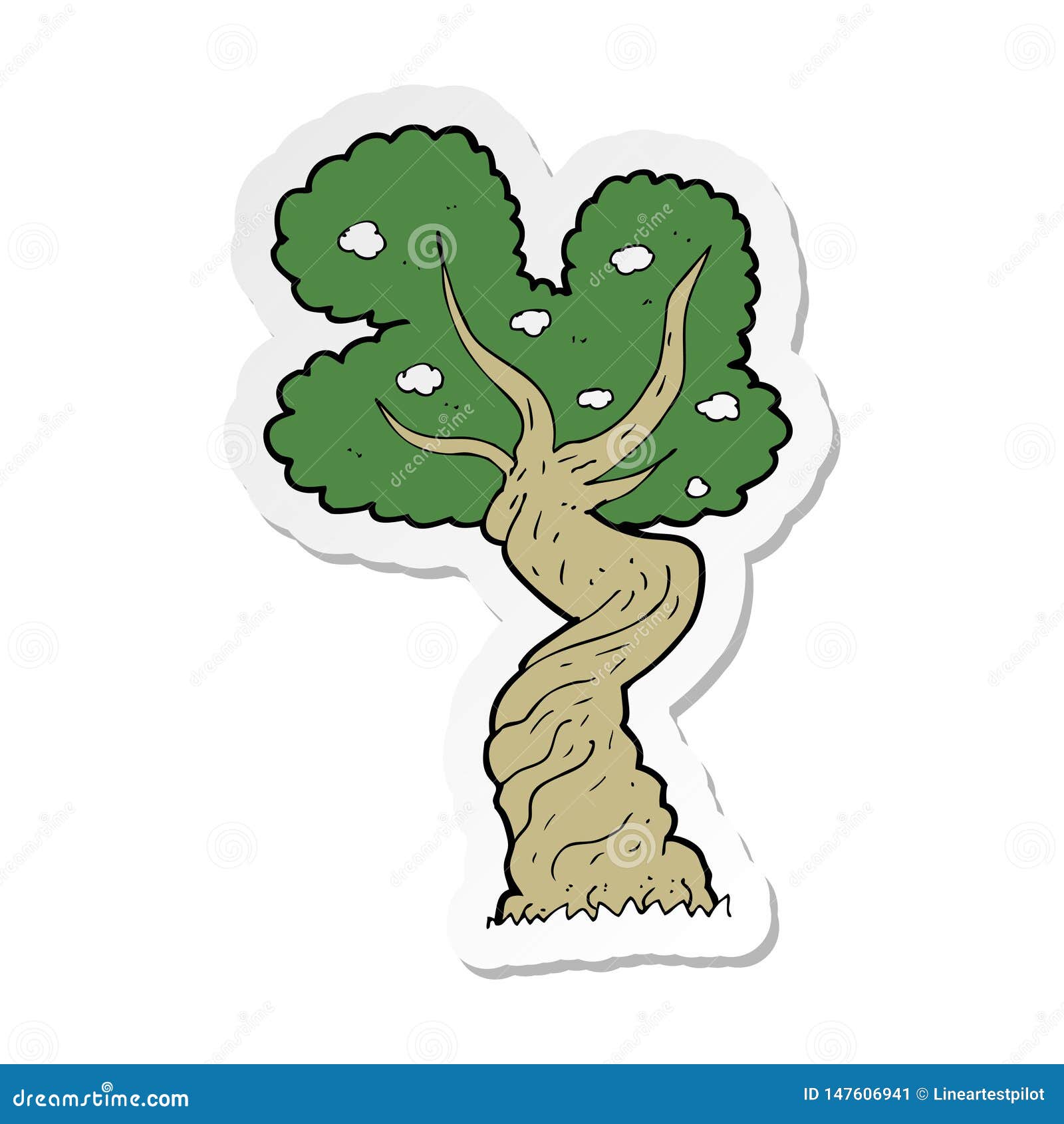 Sticker of a Cartoon Twisted Old Tree Stock Vector - Illustration of ...