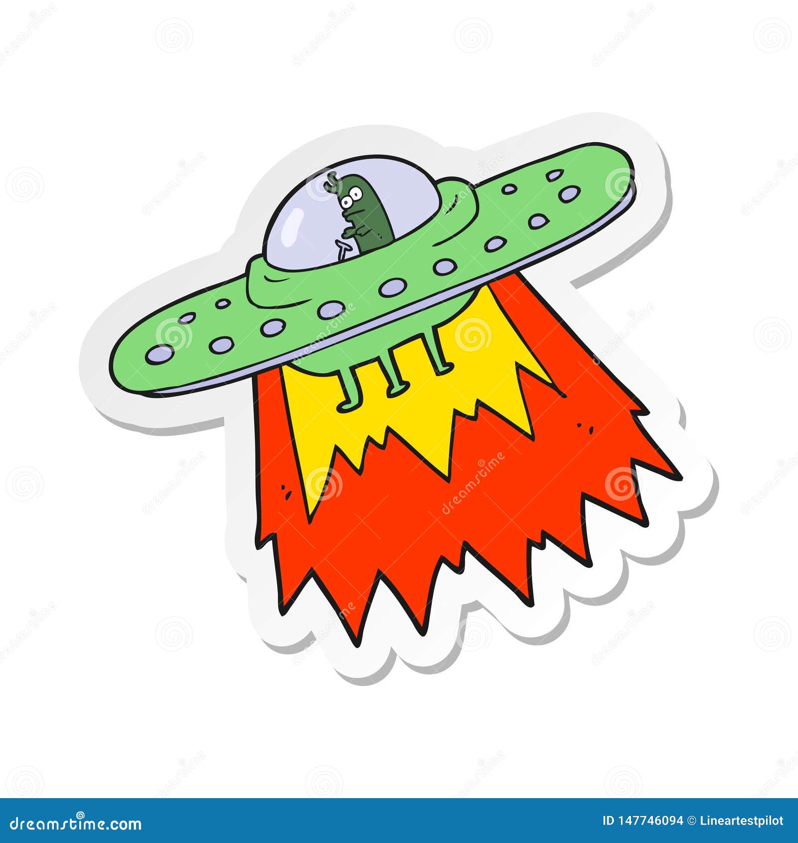 Sticker of a cartoon ufo stock vector. Illustration of spaceship ...