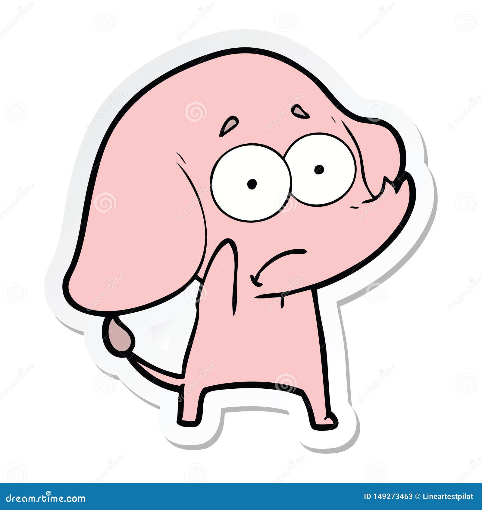 Sticker of a Cartoon Unsure Elephant Stock Vector - Illustration of ...
