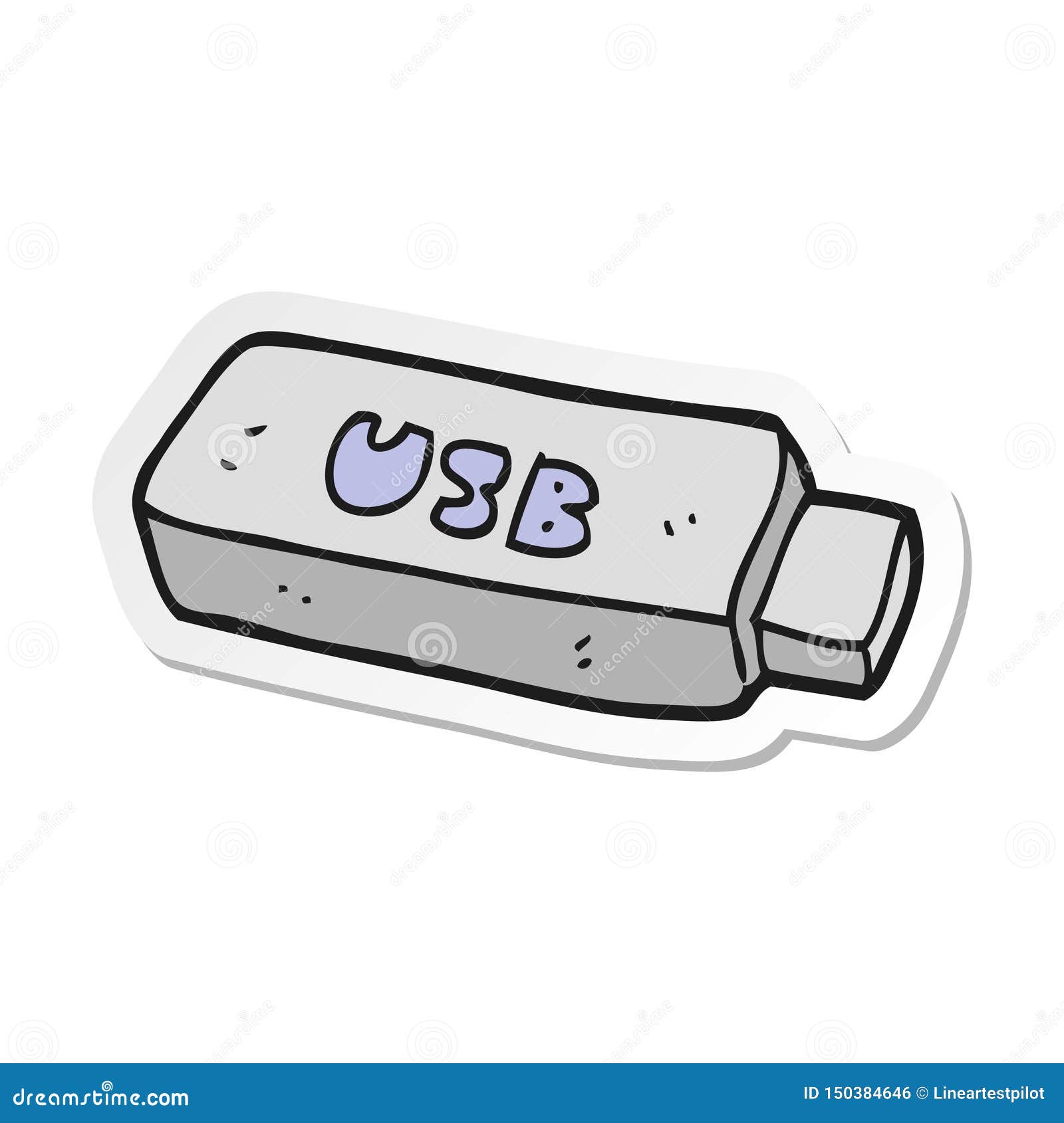 Sticker of a Cartoon USB Stick Stock Vector - Illustration of retro ...