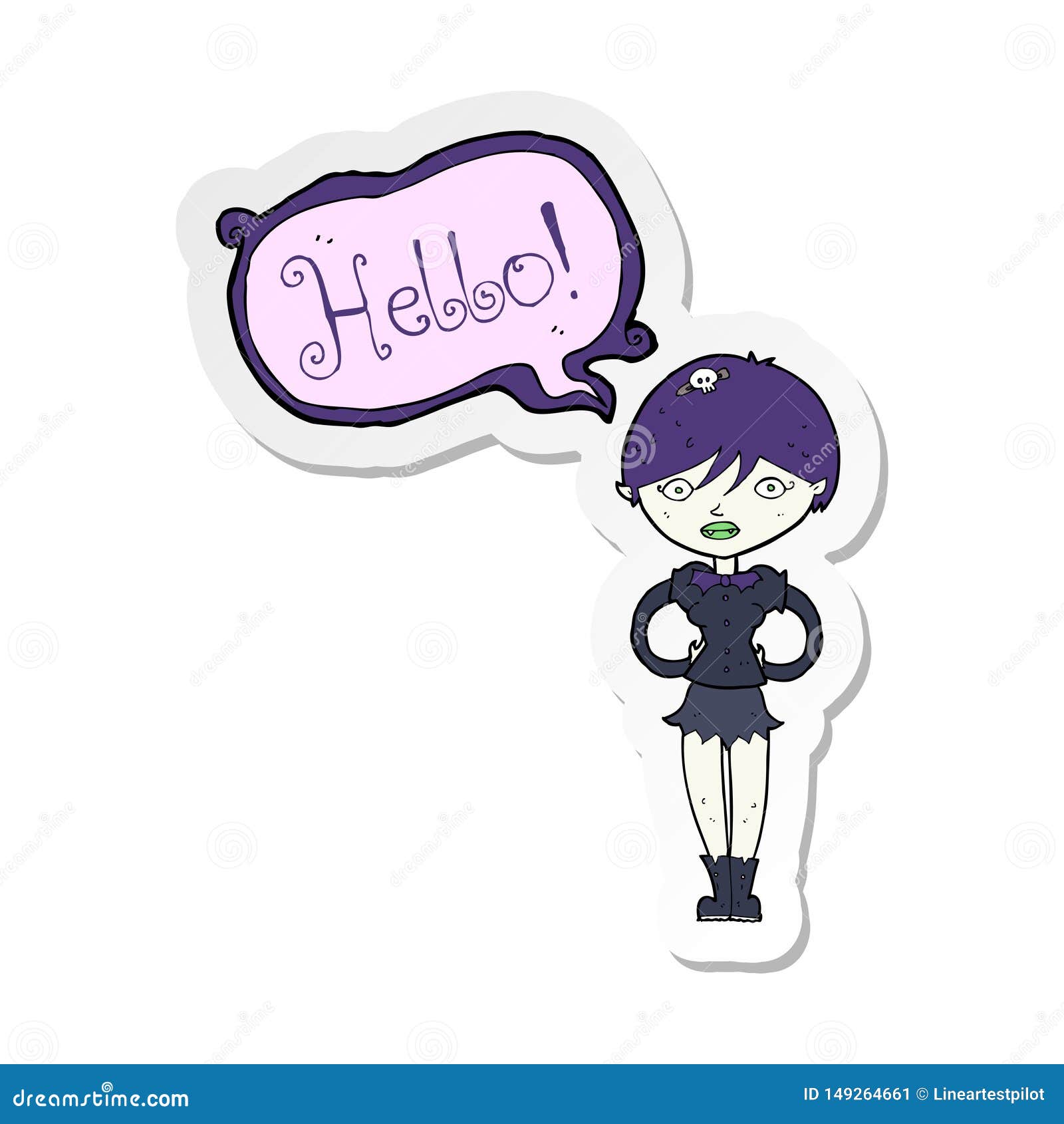 Sticker of a Cartoon Vampire Saying Hello Stock Vector - Illustration ...