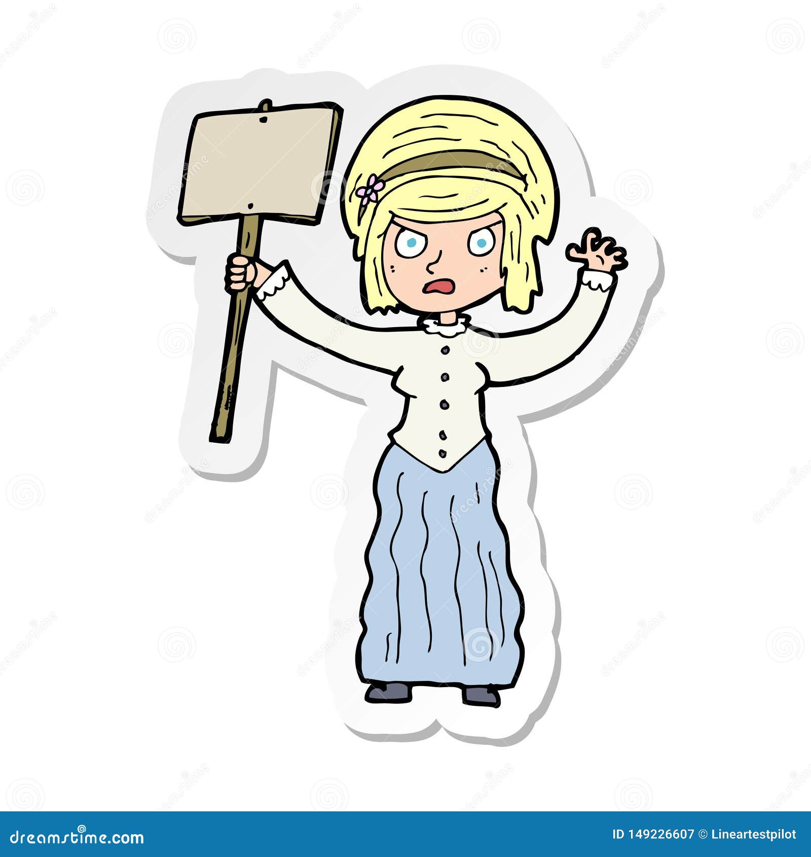 Woman Protesting With A Poster Cartoon Vector | CartoonDealer.com ...