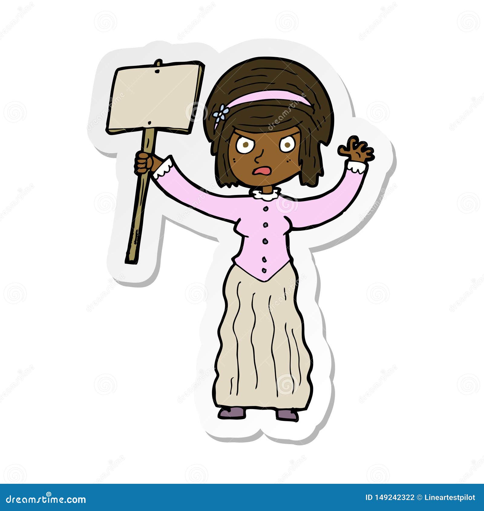 Woman Protesting With A Poster Cartoon Vector | CartoonDealer.com ...