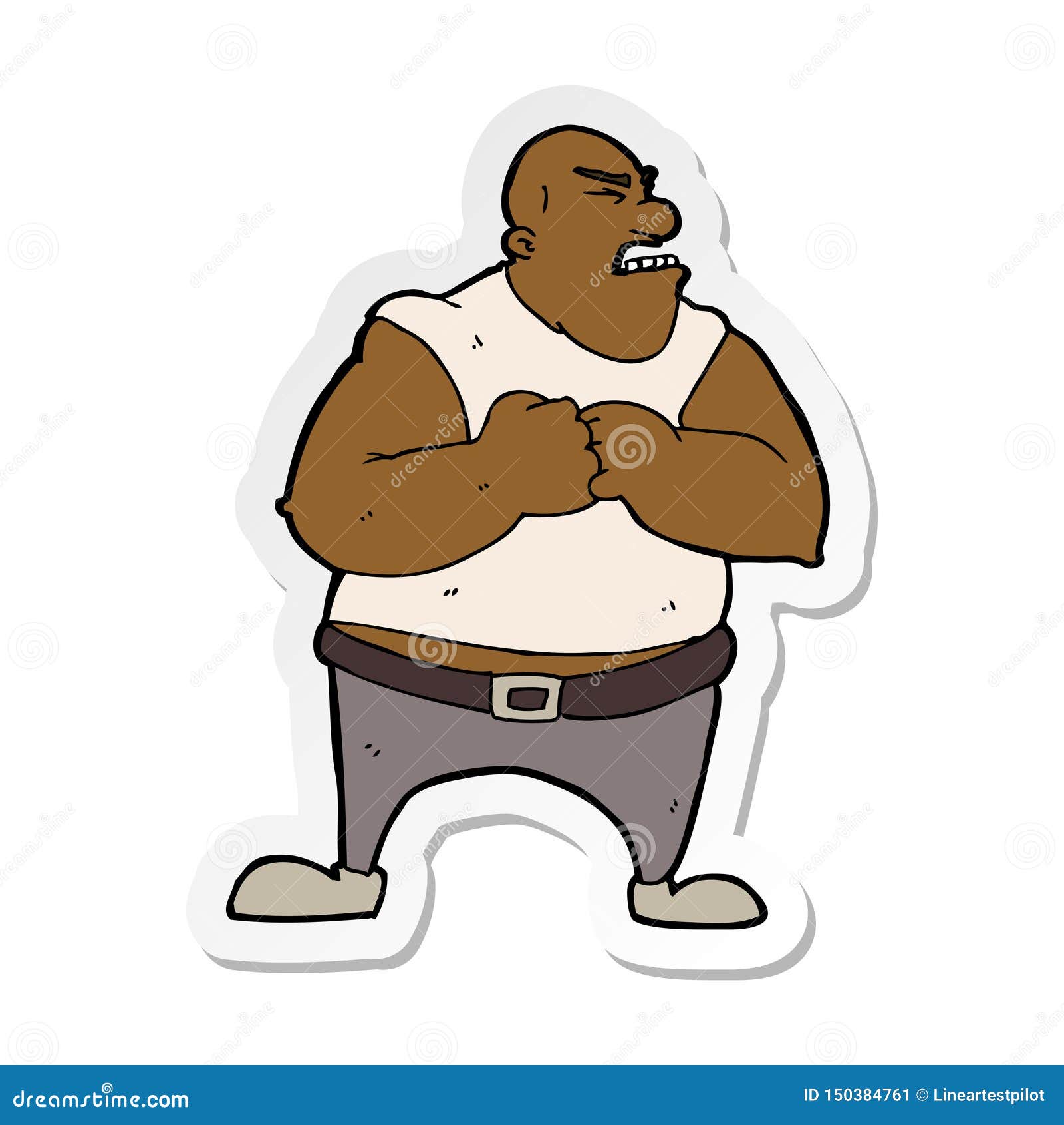 Sticker Thug Man Male Violent Big Brute Bald Cartoon Character Cute ...