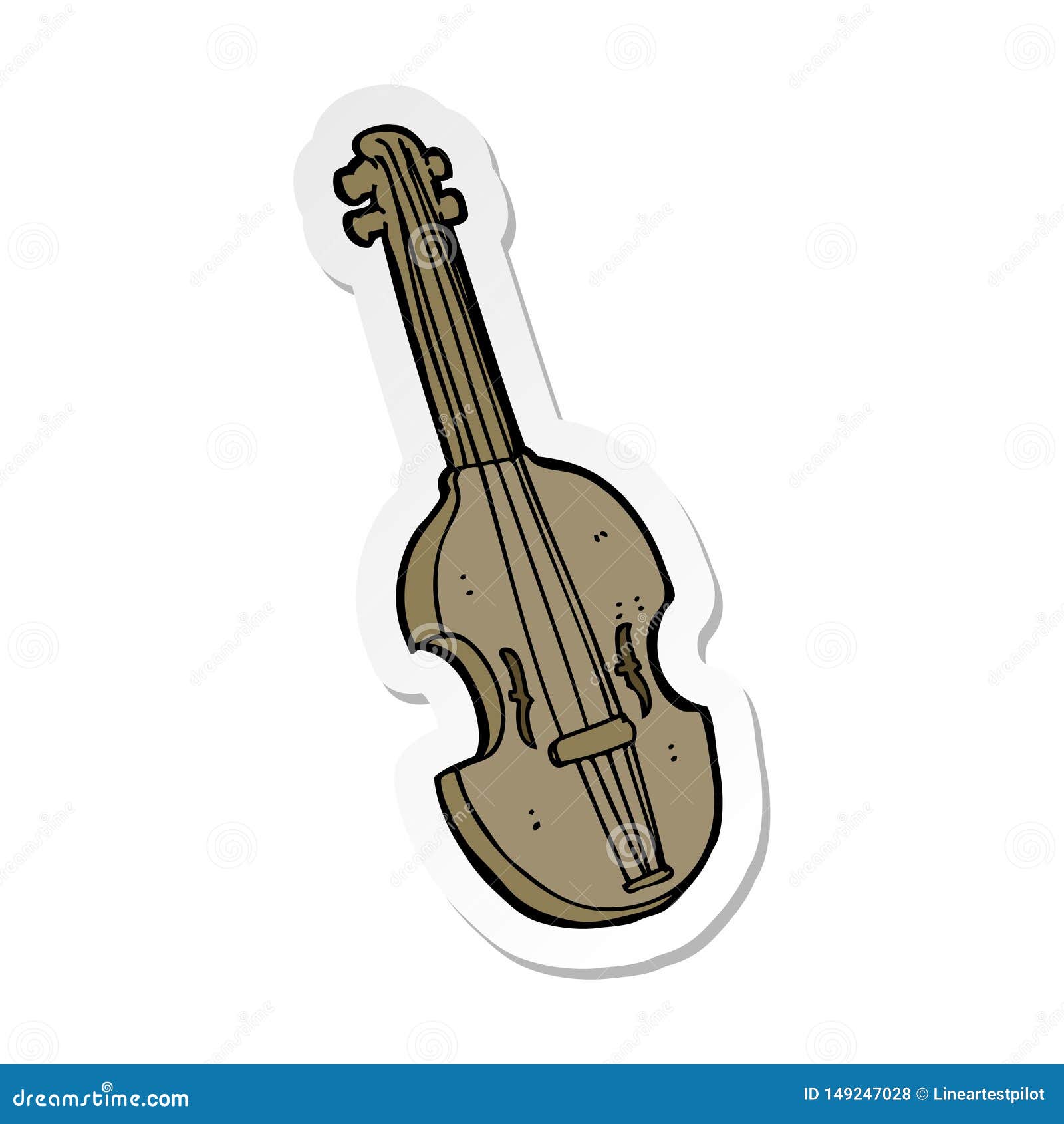 Sticker of a Cartoon Violin Stock Vector - Illustration of character ...