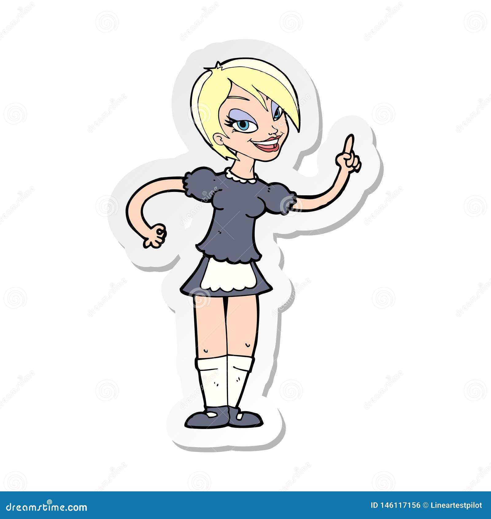 Sticker of a Cartoon Waitress Taking Order Stock Vector - Illustration ...
