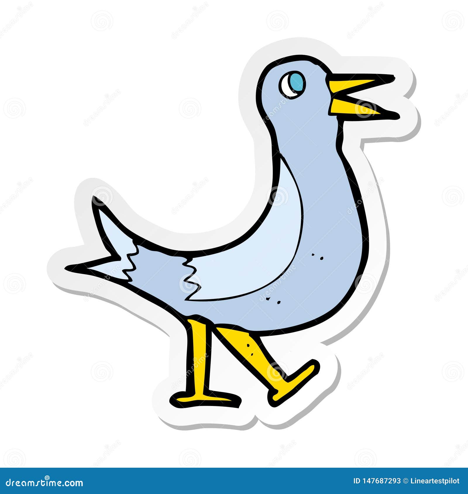 Sticker of a Cartoon Walking Bird Stock Vector - Illustration of sign ...